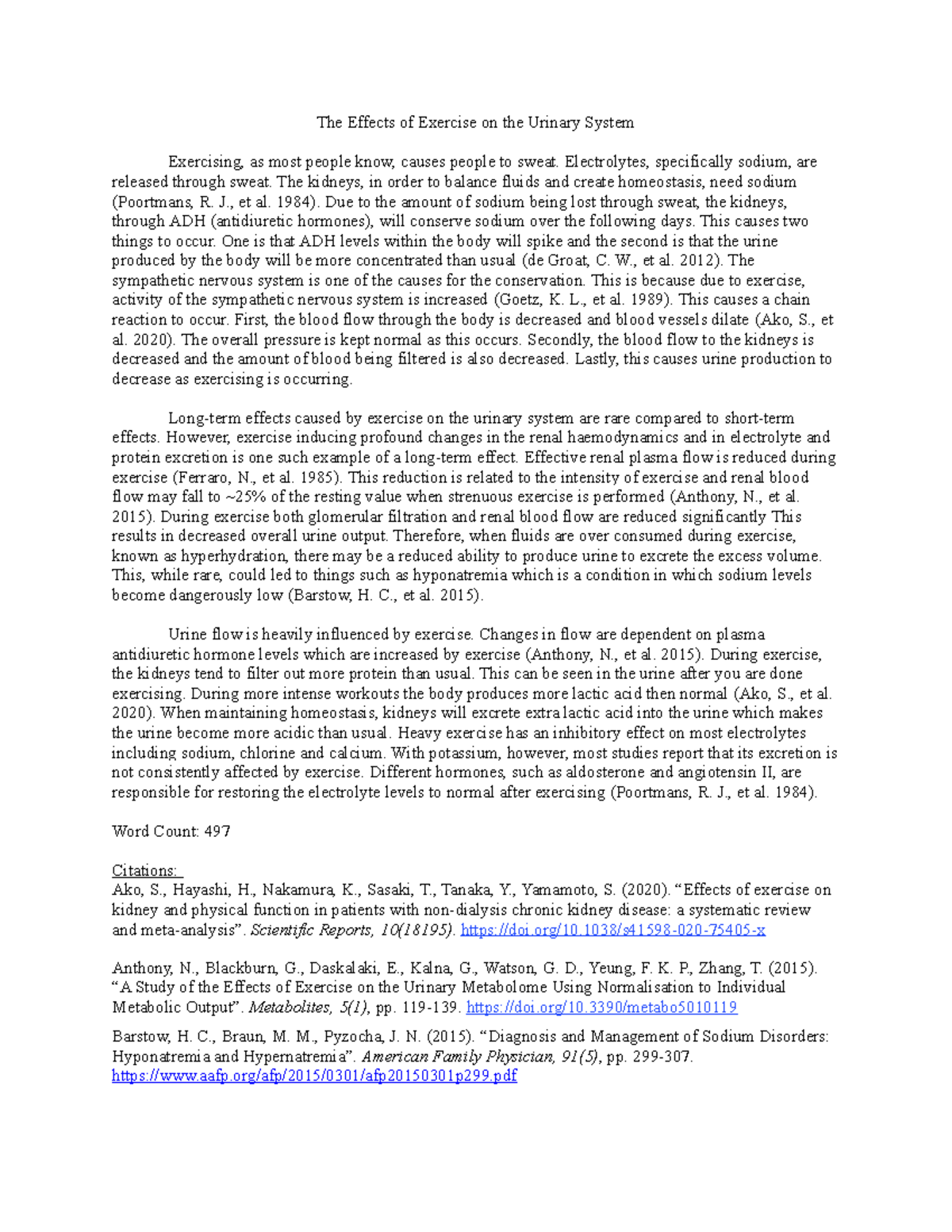 Effects of Exercise on the Urinary System: An In-Depth Analysis - Studocu