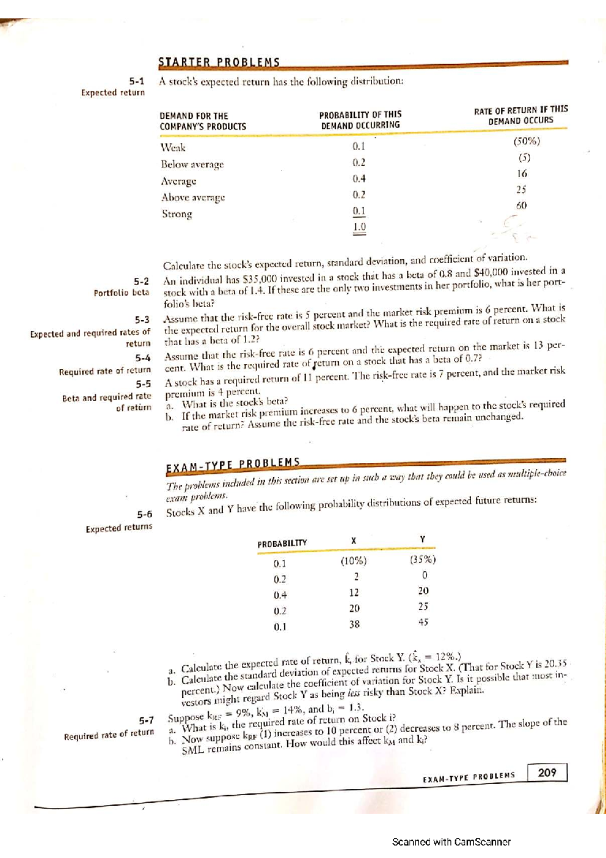 Chapter 10-11 Extra Exercises on Expected Returns and Portfolio Risk ...