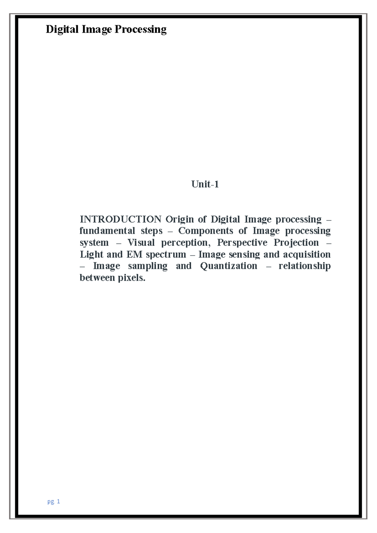 Digital Image Processing (DIP) - Introduction and Key Concepts - Studocu
