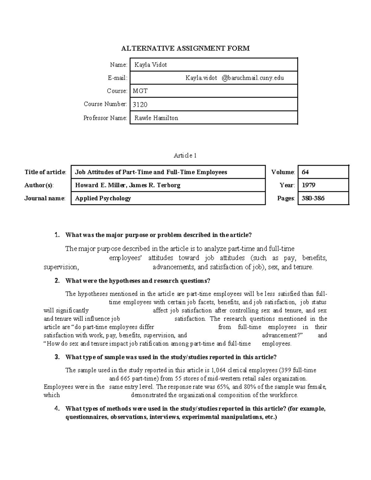 Alternative Assignment Form_SONA - ALTERNATIVE ASSIGNMENT FORM Name ...
