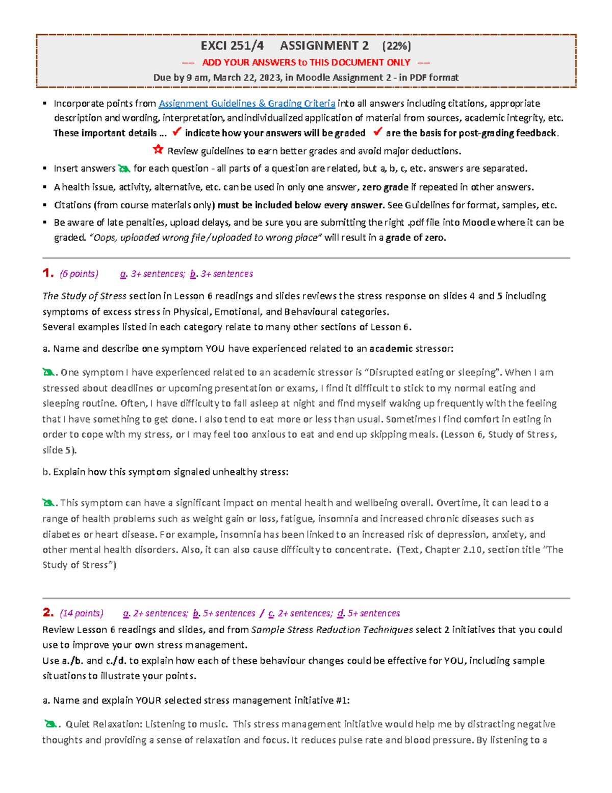 assignment notes - EXCI 251/4 ASSIGNMENT 2 (22%) - ADD YOUR ANSWERS to ...