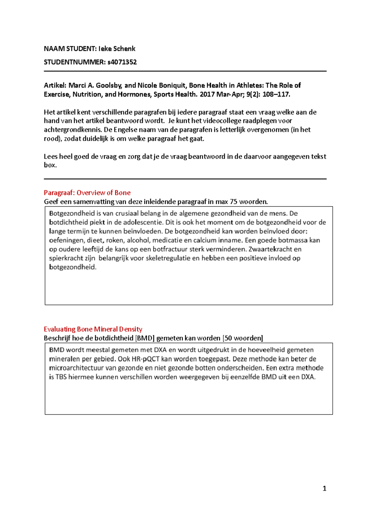 Opdracht 4b - NAAM STUDENT: Ieke Schenk STUDENTNUMMER: s Artikel: Marci ...