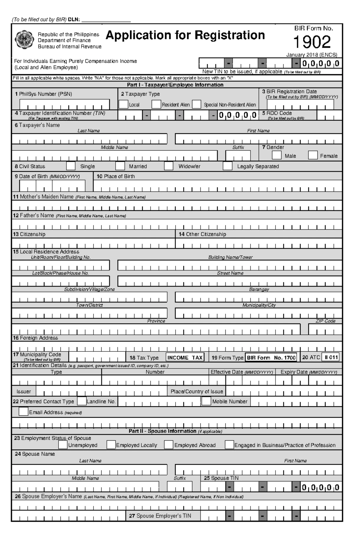 1904 January 2018 ENCS final copy - (To be filled out by BIR) DLN
