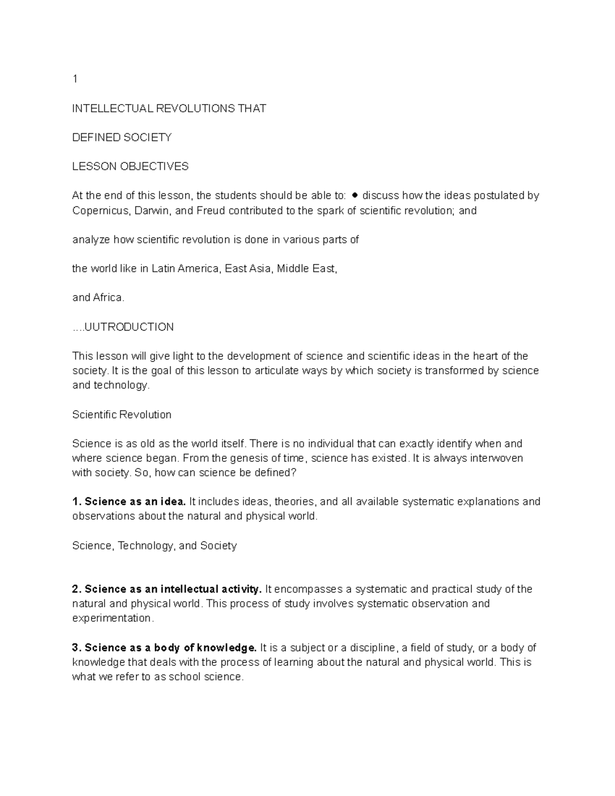 GE106 - For assignment - 1 INTELLECTUAL REVOLUTIONS THAT DEFINED ...