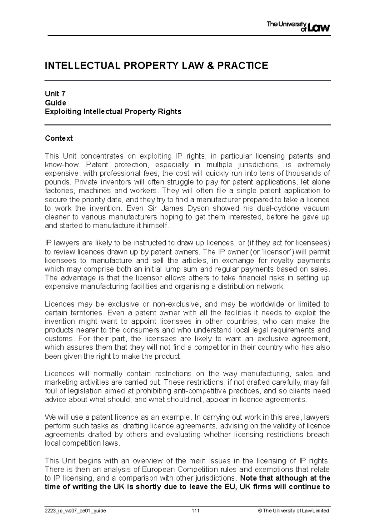 Intellectual Property Law: Workshop 6 - Licensing IP Rights Highlights ...