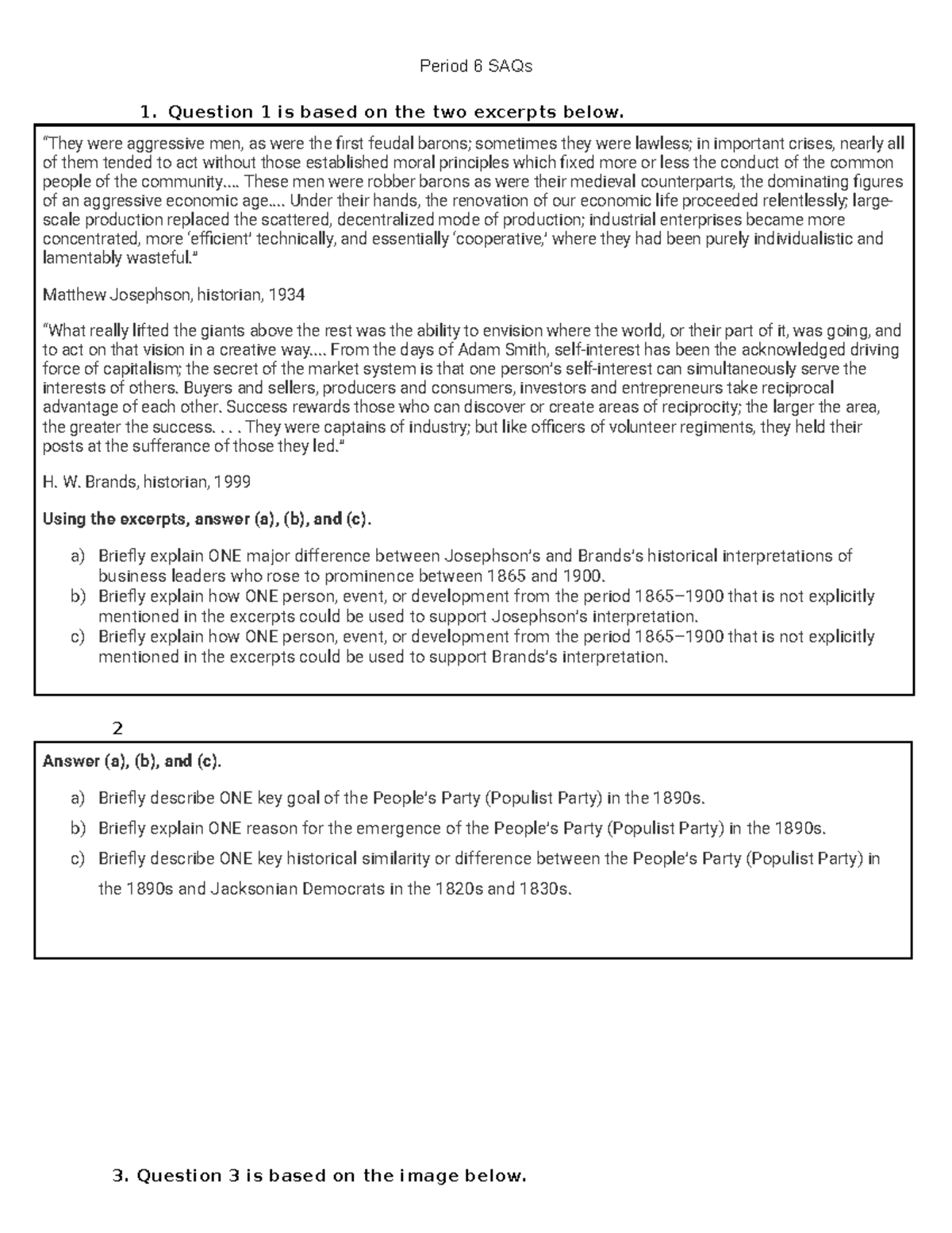 Period 6 SAQs - Short Answer Questions on Economic Growth and Social ...