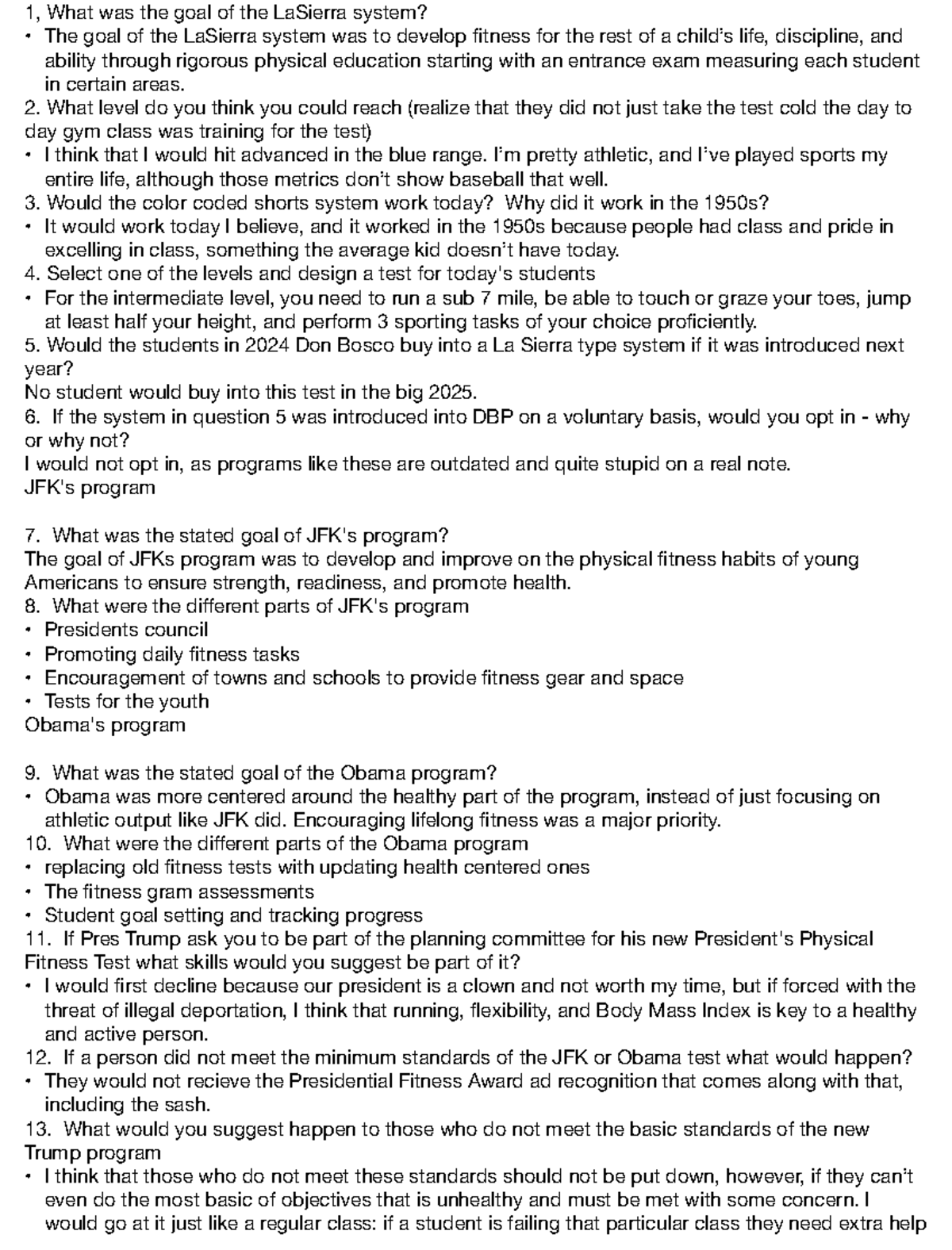 Presidential Fitness Test Analysis - PE 101 - Studocu