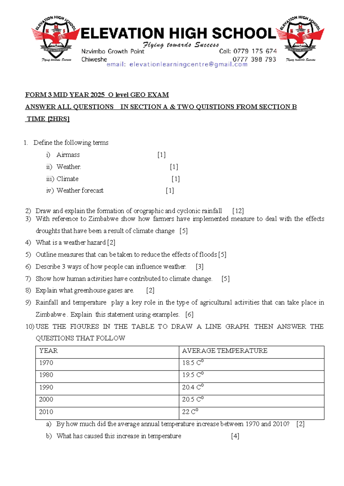 FORM 3 MID YEAR 2025 O Level Geography Exam Questions & Answers - Studocu