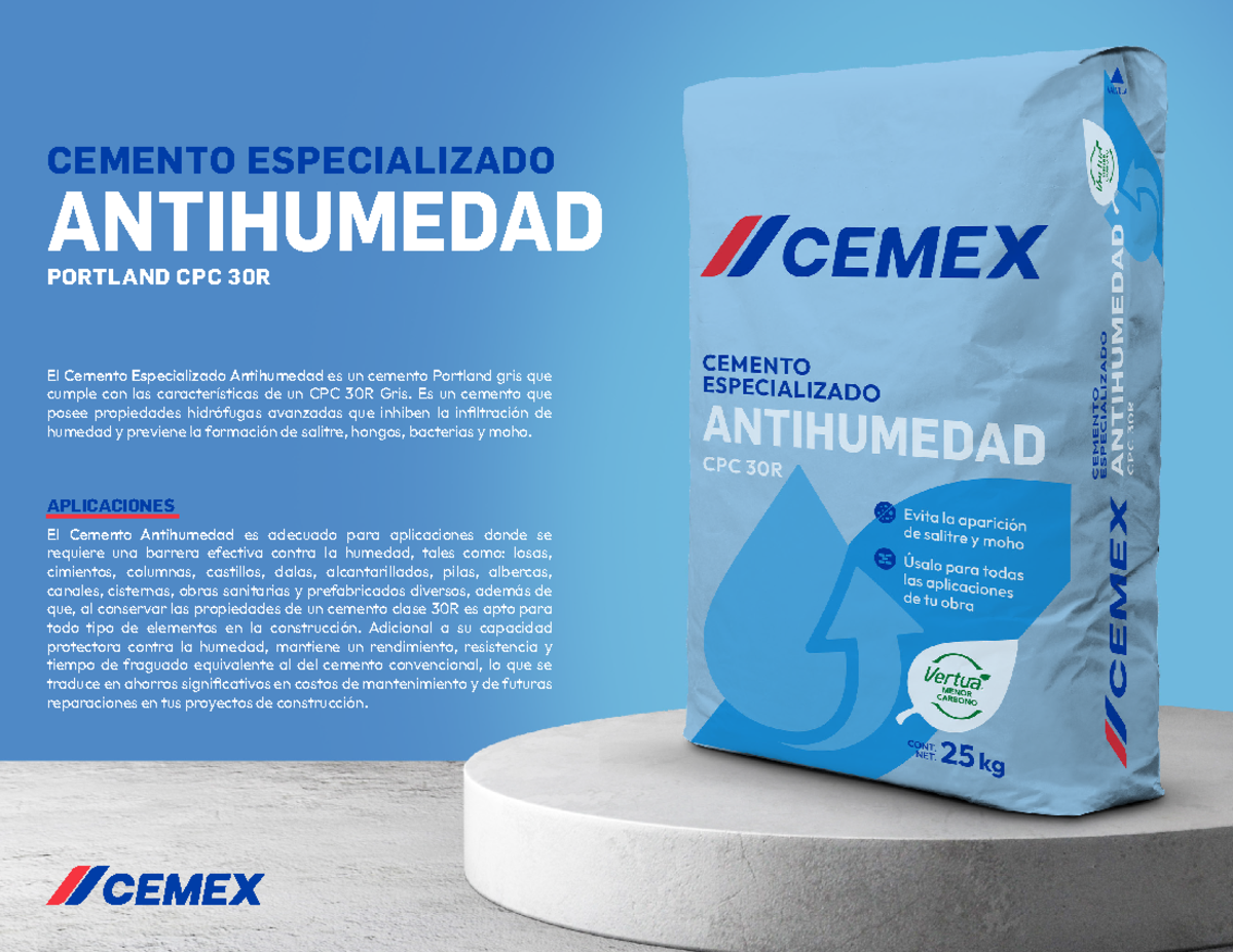 Cemento Especializado Antihumedad Cemex 230924 - PORTLAND CPC 30R ...