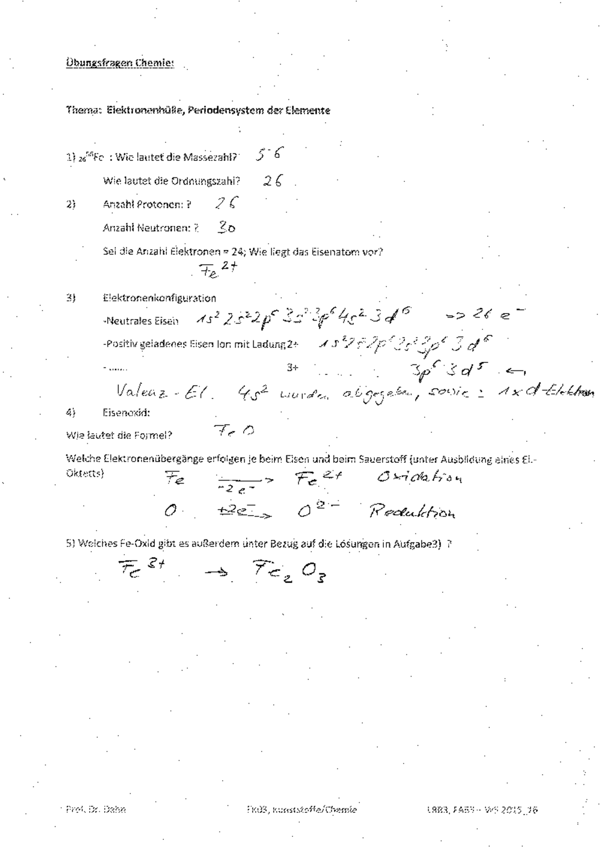 Übungsfragen Chemie: Elektronenhülle & Periodensystem (FK03, WS 2015_16 ...