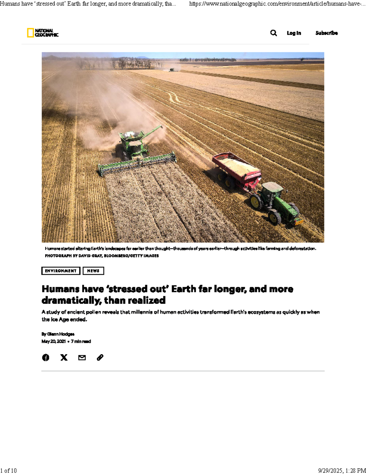 Humans' Impact on Earth: A Long-Standing Environmental Challenge - Studocu