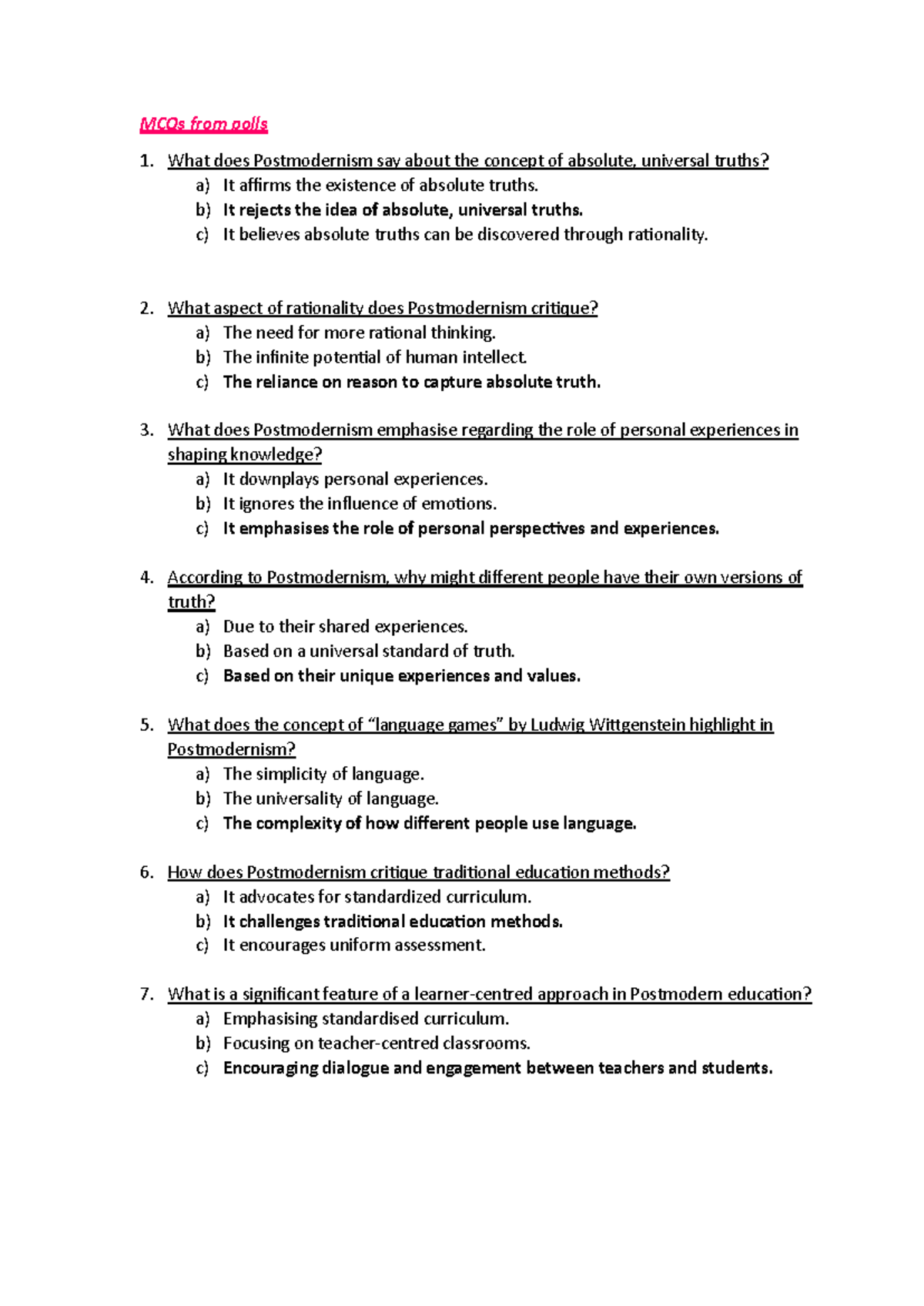PDU Assessment 1 2023 - Assignments review - MCQs from polls What does ...