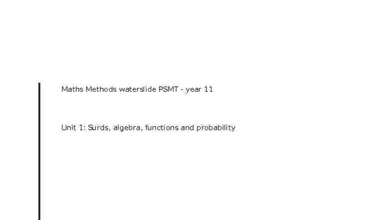 Maths Methods PSMT Year 11: Water Slide Design & Safety Analysis - Studocu