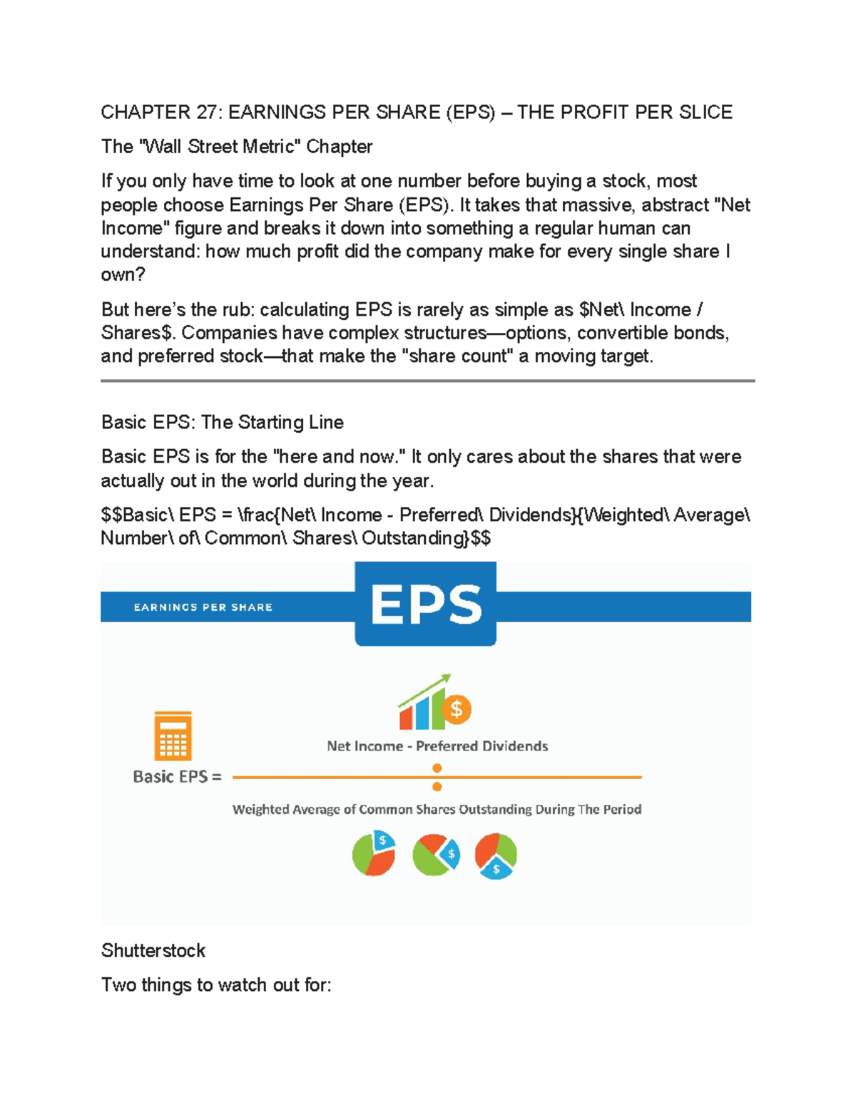 CHAPTER 27: EARNINGS PER SHARE (EPS) EXPLAINED - Studocu