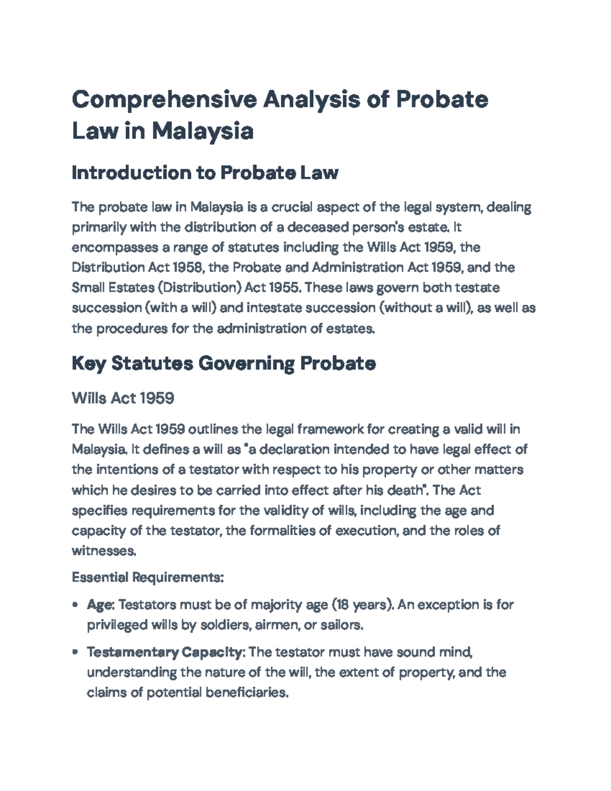 Comprehensive Overview of Malaysian Probate Law and Administration ...