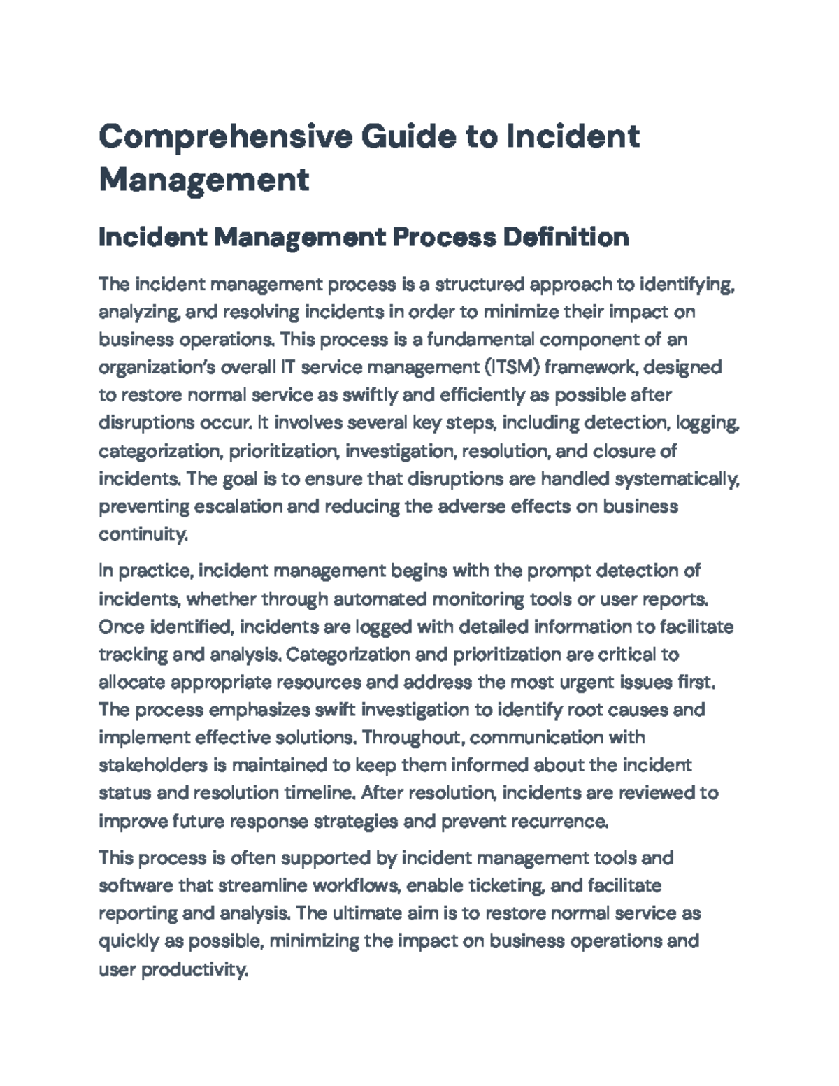 Comprehensive Guide to Incident Management Processes & Benefits - Studocu