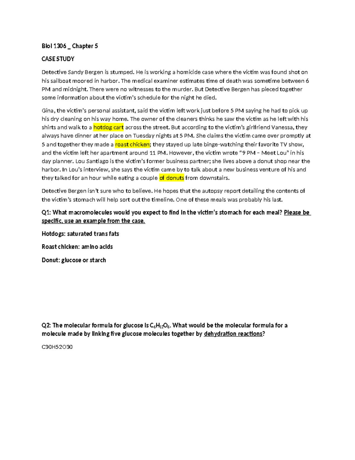 Biol 1306 _ Chapter 5 Case Study: Homicide Investigation Analysis - Studocu