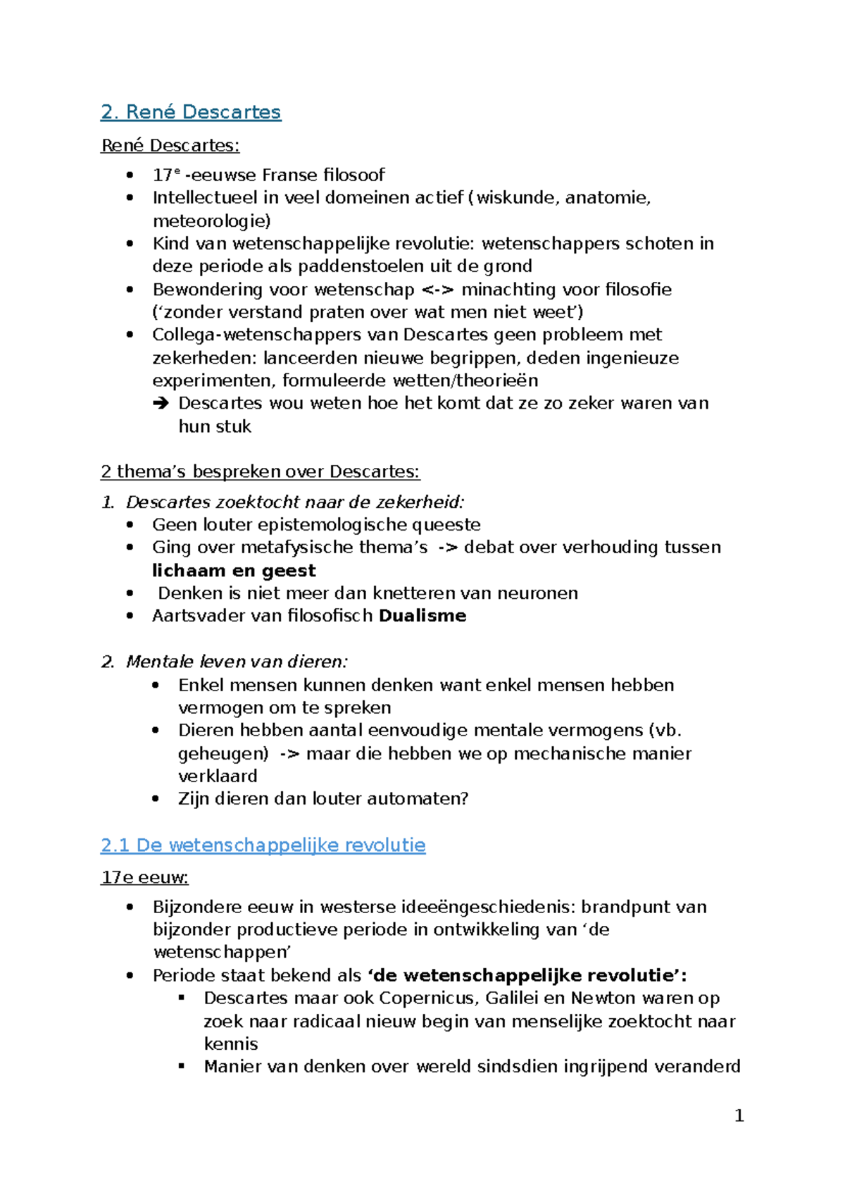 H2 - René Descartes: Samenvatting van de Wetenschappelijke Revolutie ...