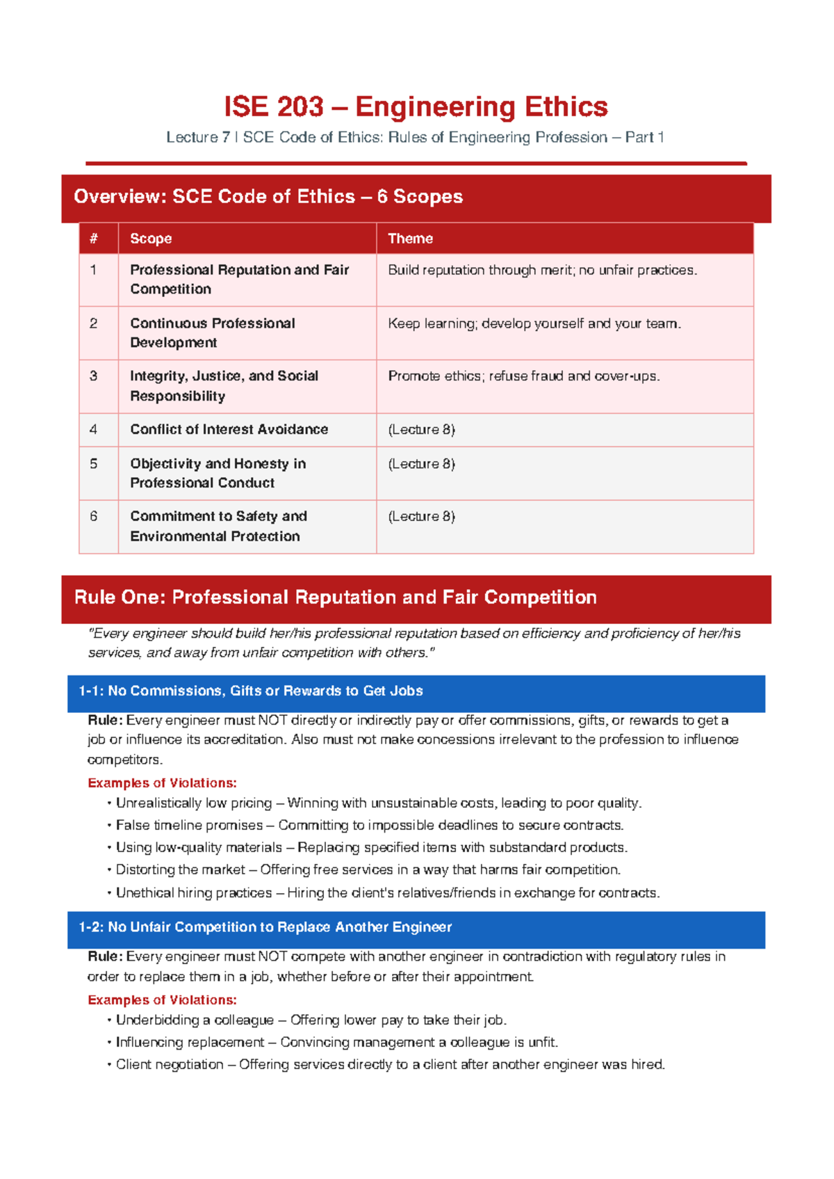 ISE 203 Engineering Ethics Lecture 7: SCE Code of Ethics Overview - Studocu