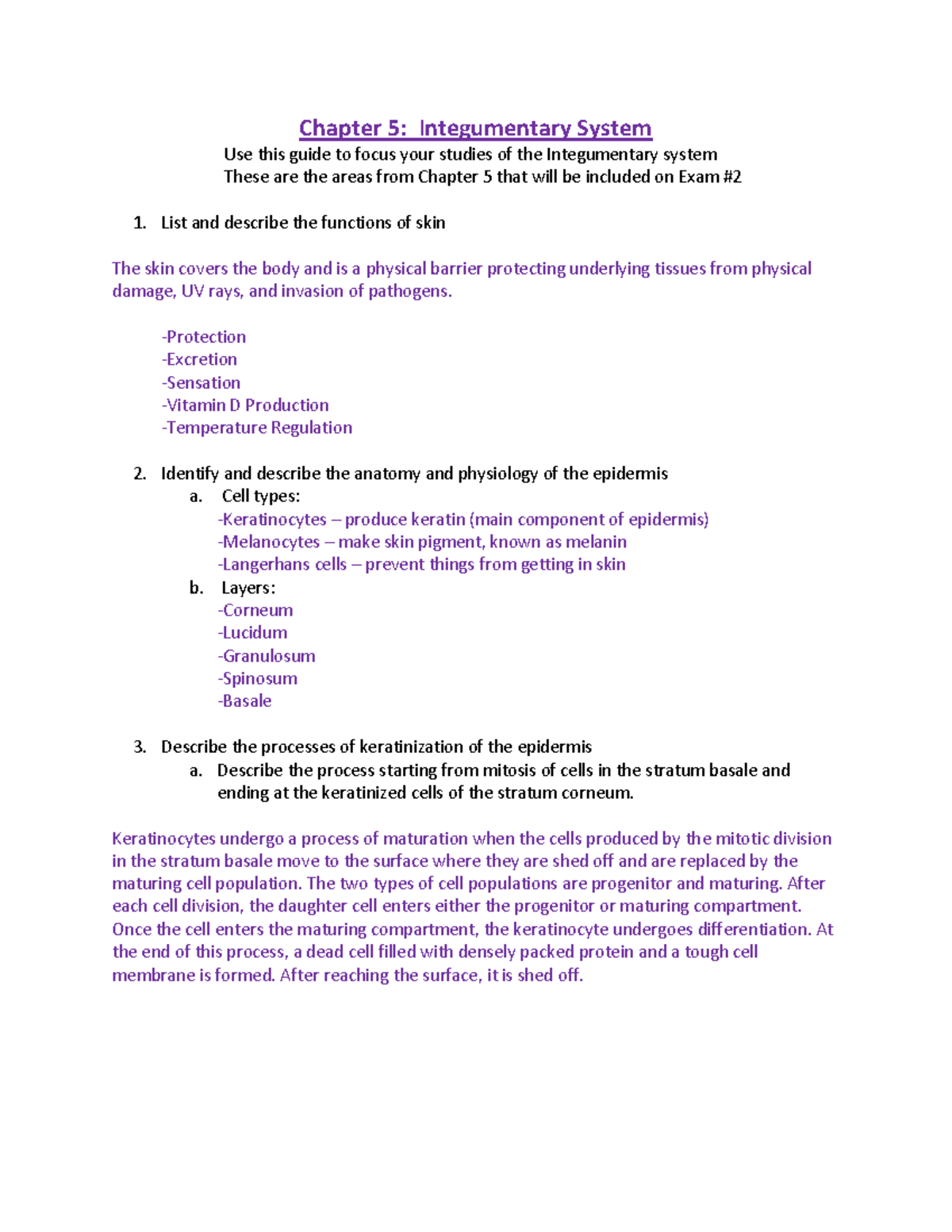 Chapter 5 Integumentary System Study Guide - Deprecated API usage: The ...