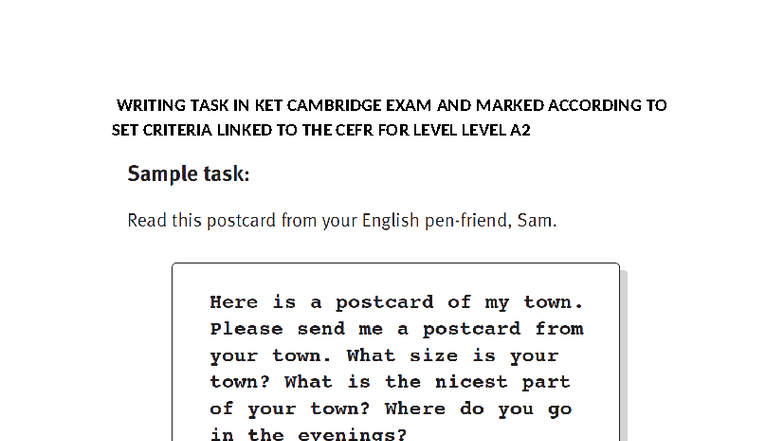 Sample Writing Tasks FROM Cambridge Exams - Llengua Anglesa - WRITING ...