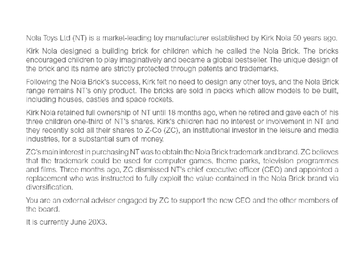 Exhibit 1 - SBL Case Study: Nola Toys Brand Strategy Analysis - Studocu