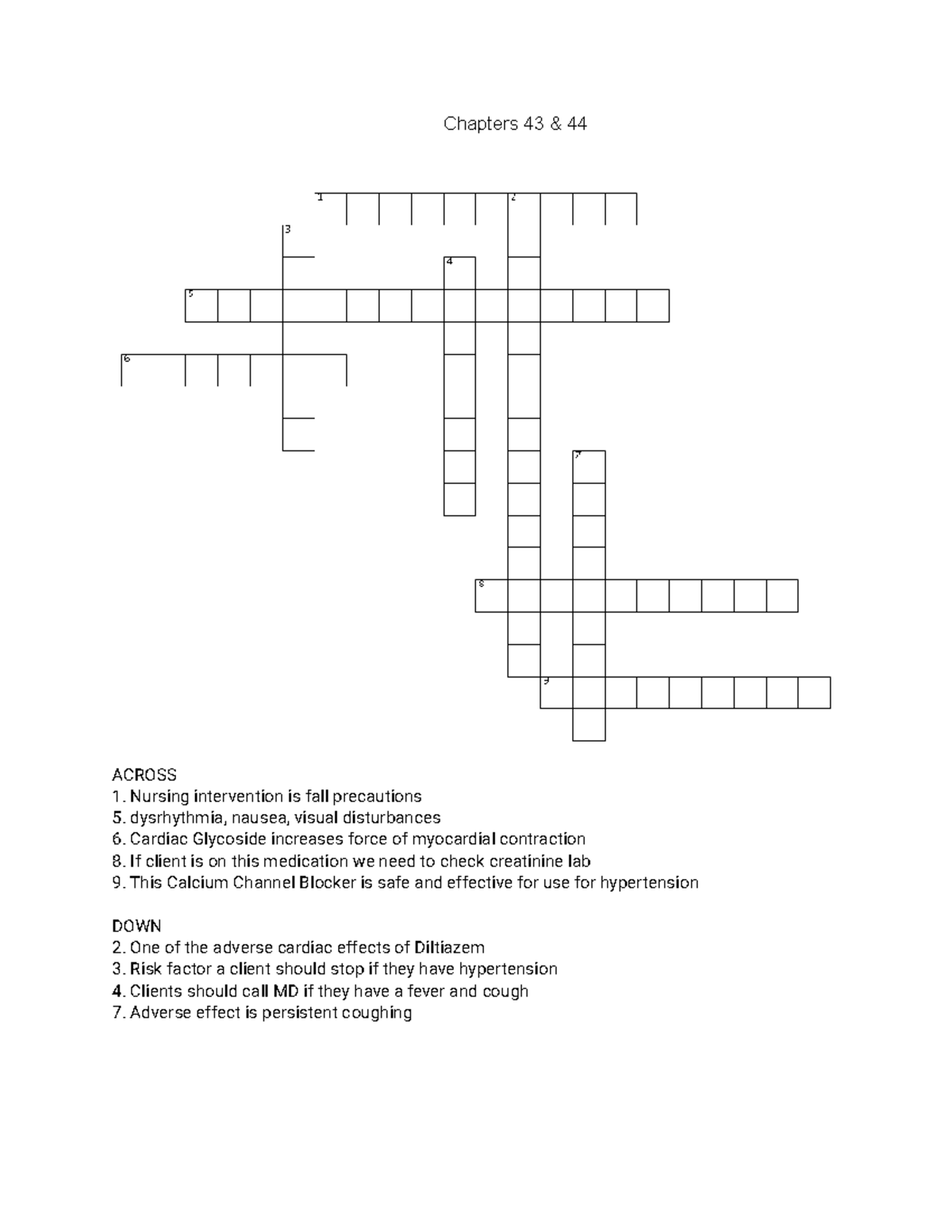 Chapters 43 44 students puzzle - Chapters 43 & 44 ACROSS 1. Nursing ...