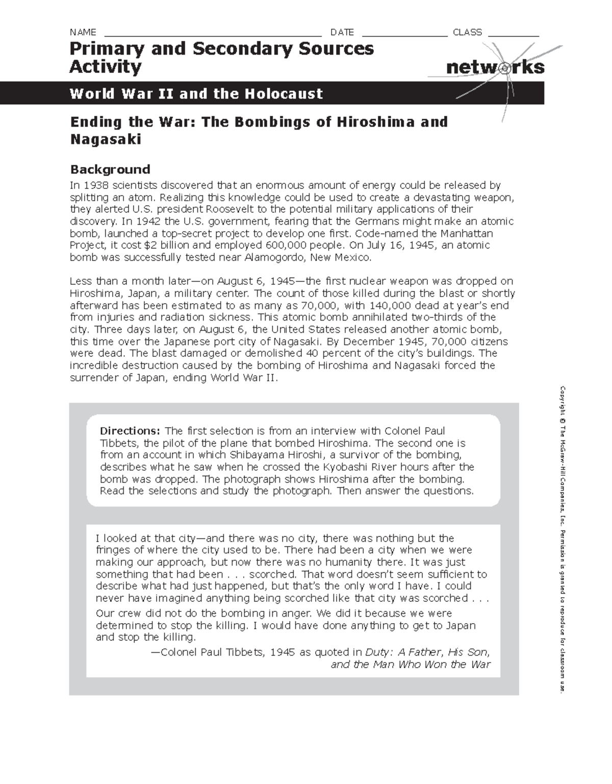 Atomic Bomb Primary Sources: Hiroshima & Nagasaki Impact Analysis - Studocu