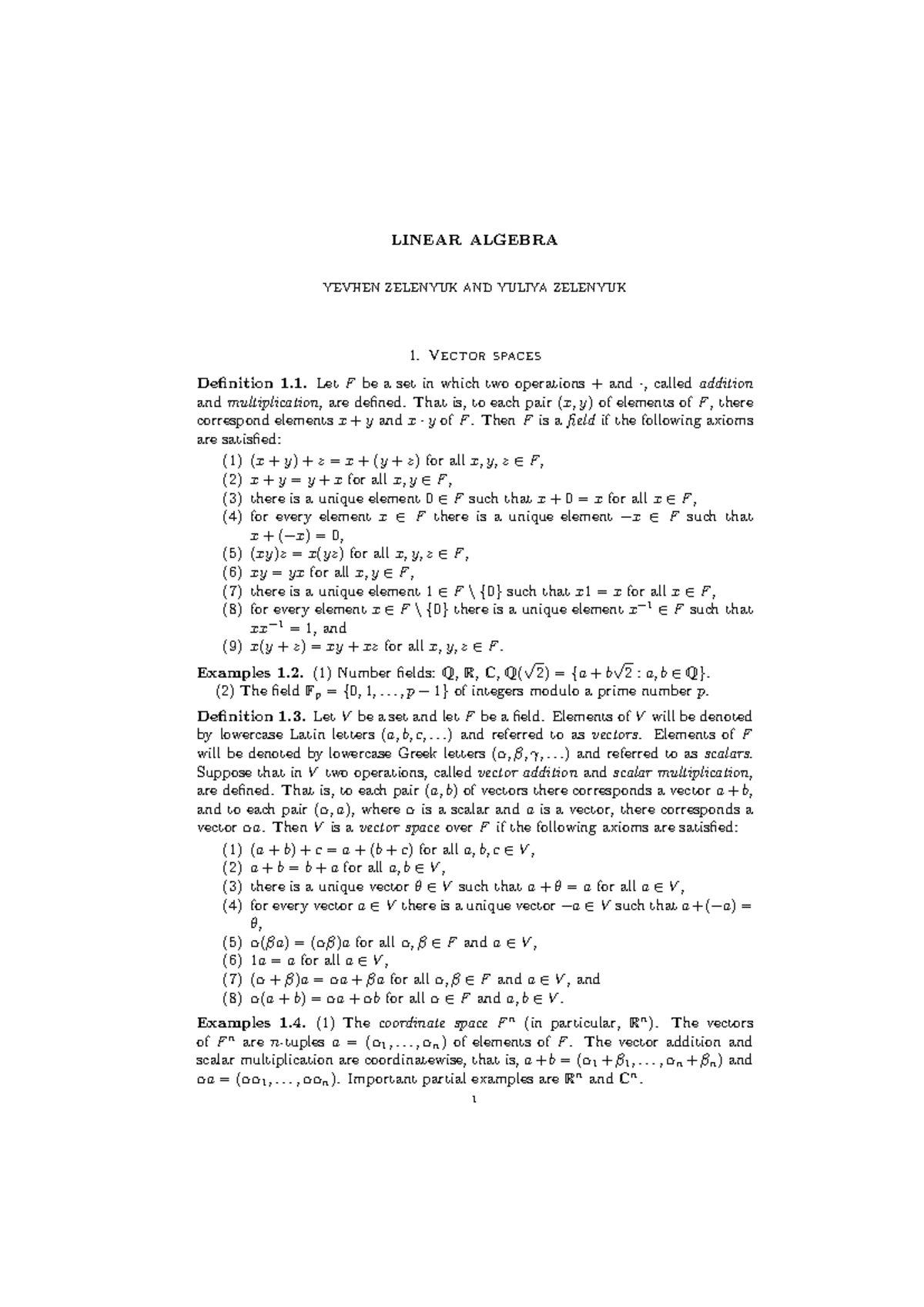 Linear Algebra Study Guide (Course Code: MATH 301) - Studocu