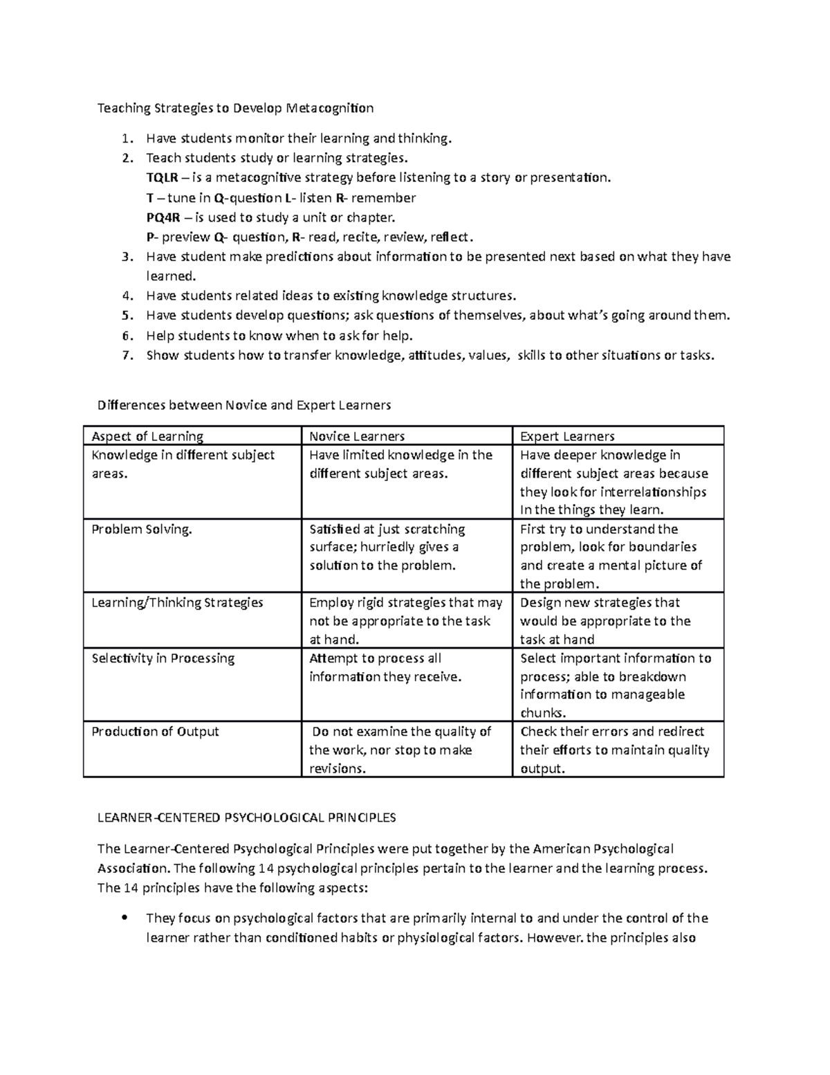 EDUC107 Teaching Strategies & Psychological Principles Notes (Modules 1 ...