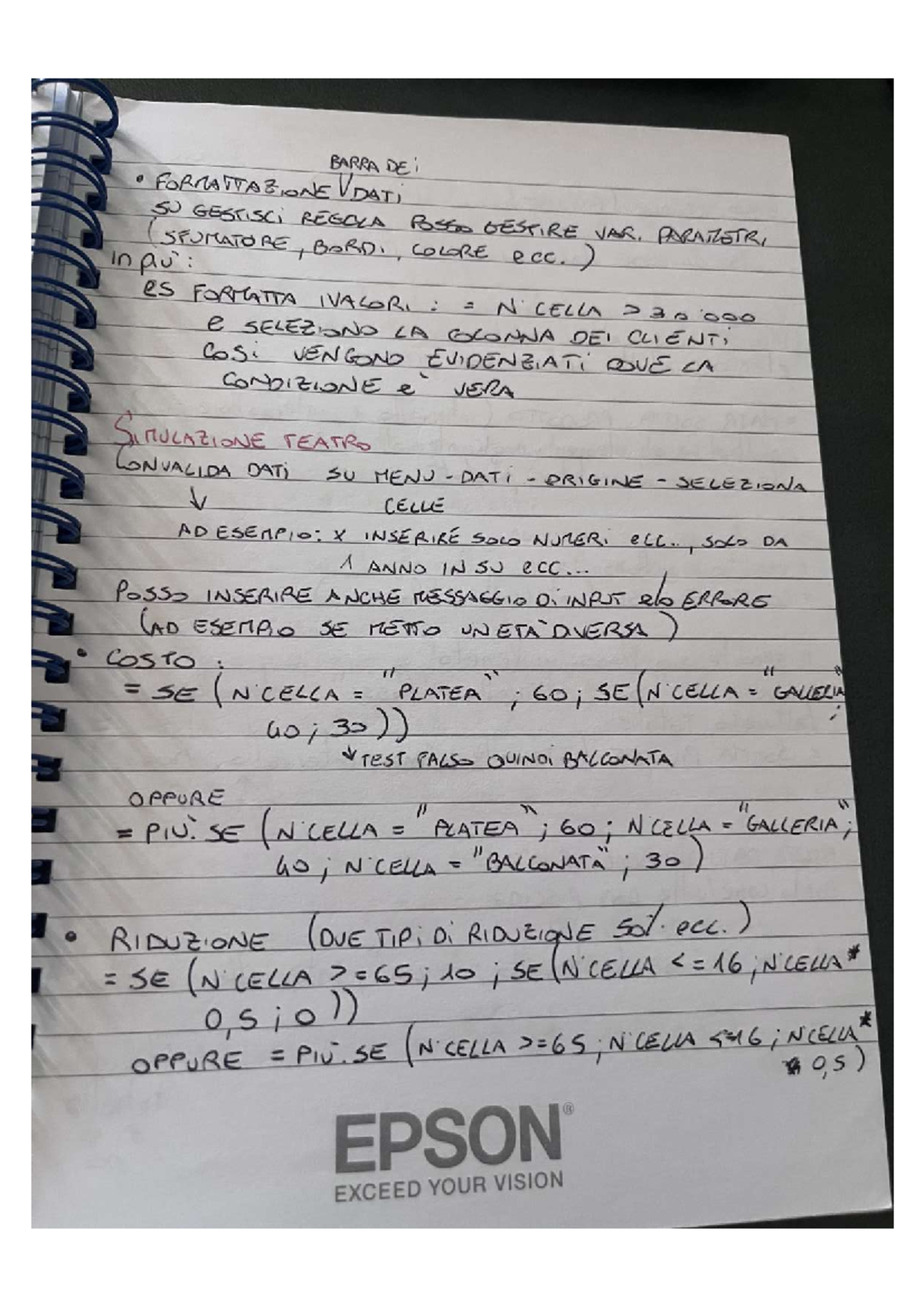 Lezione Presenza: Gestione Dati e Formattazione in Excel - Studocu