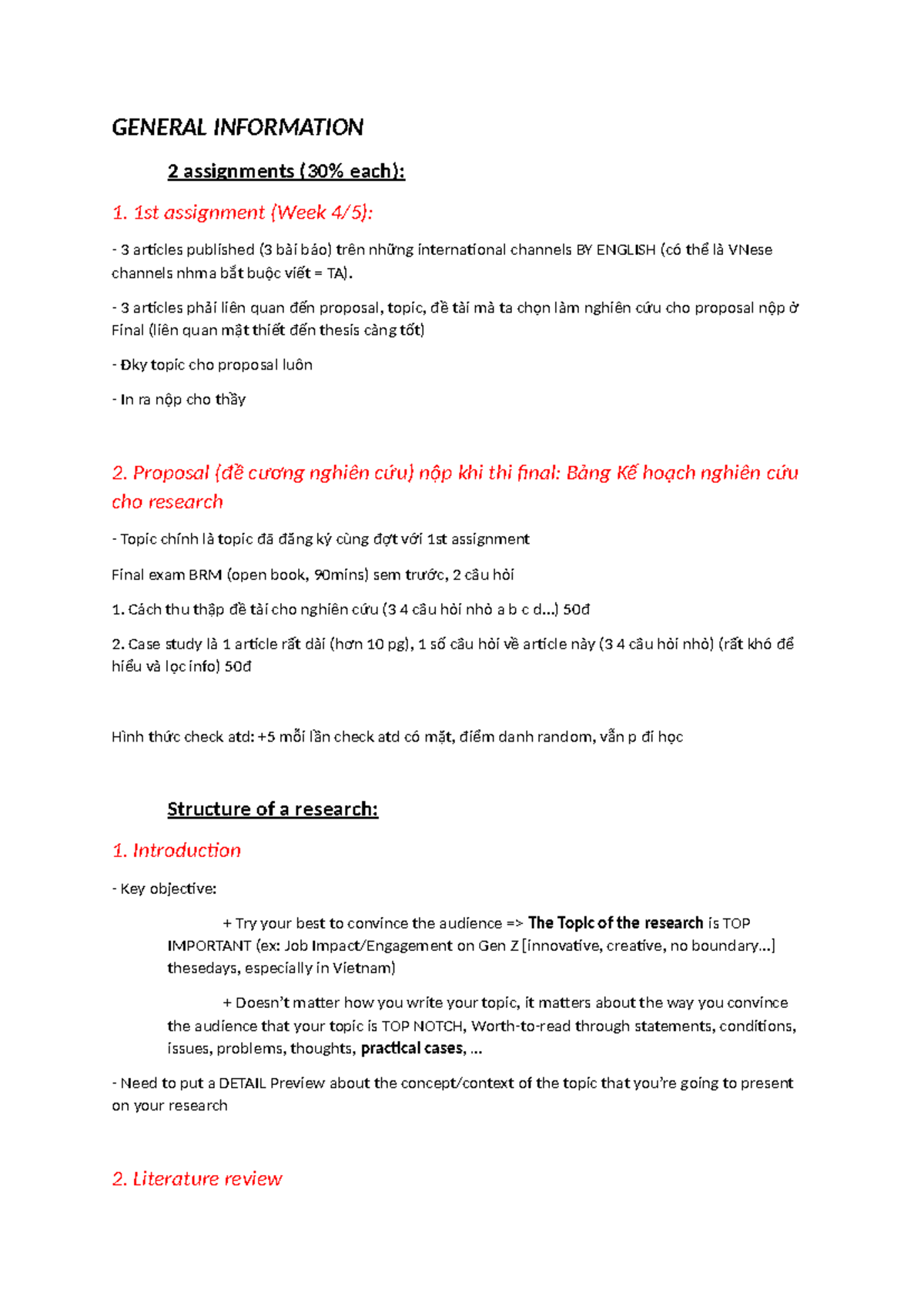 BRM Course Proposal Guidelines and Checklists for Assignments - Studocu