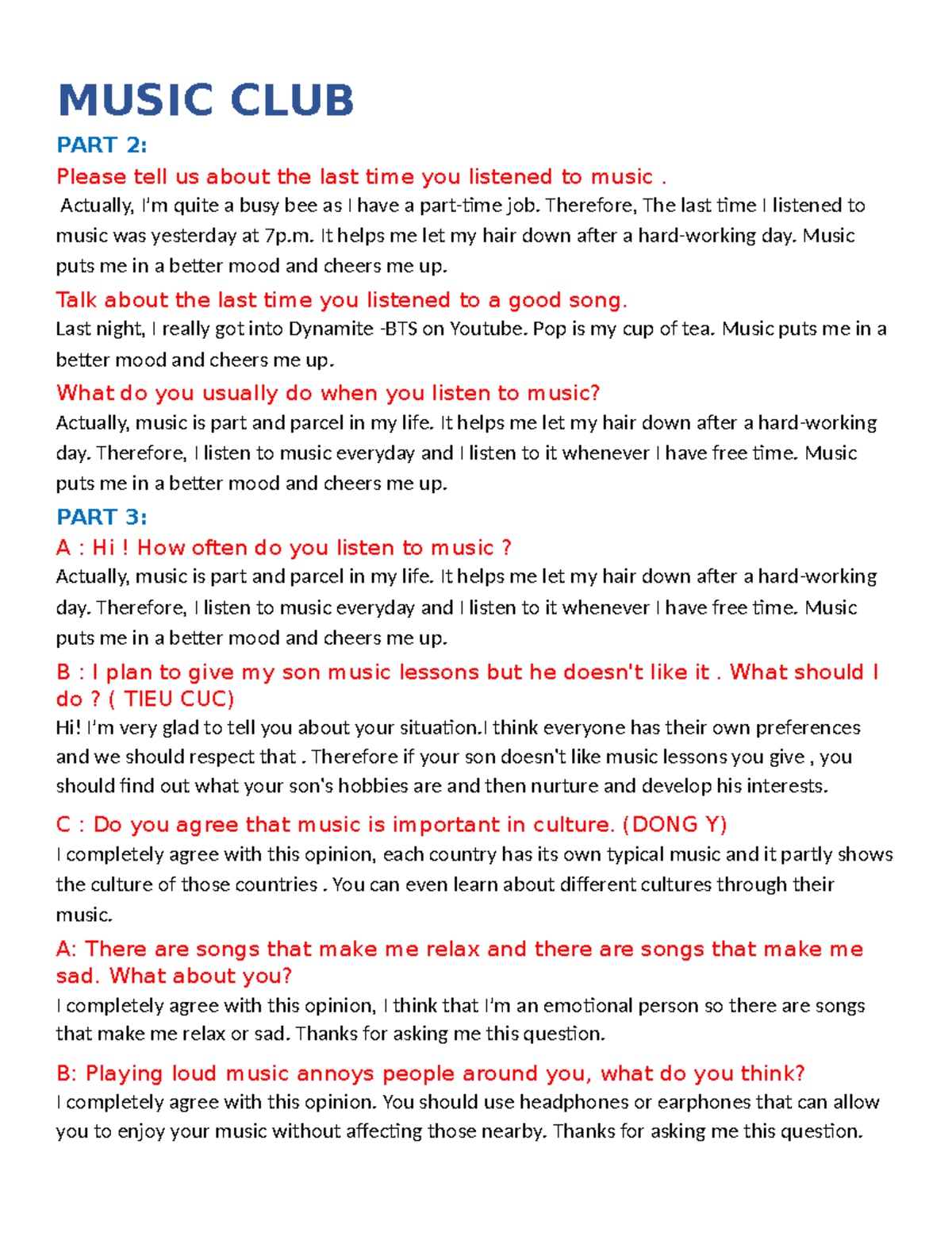 MUSIC CLUB: Writing Assignment on The Impact of Music in Daily Life ...