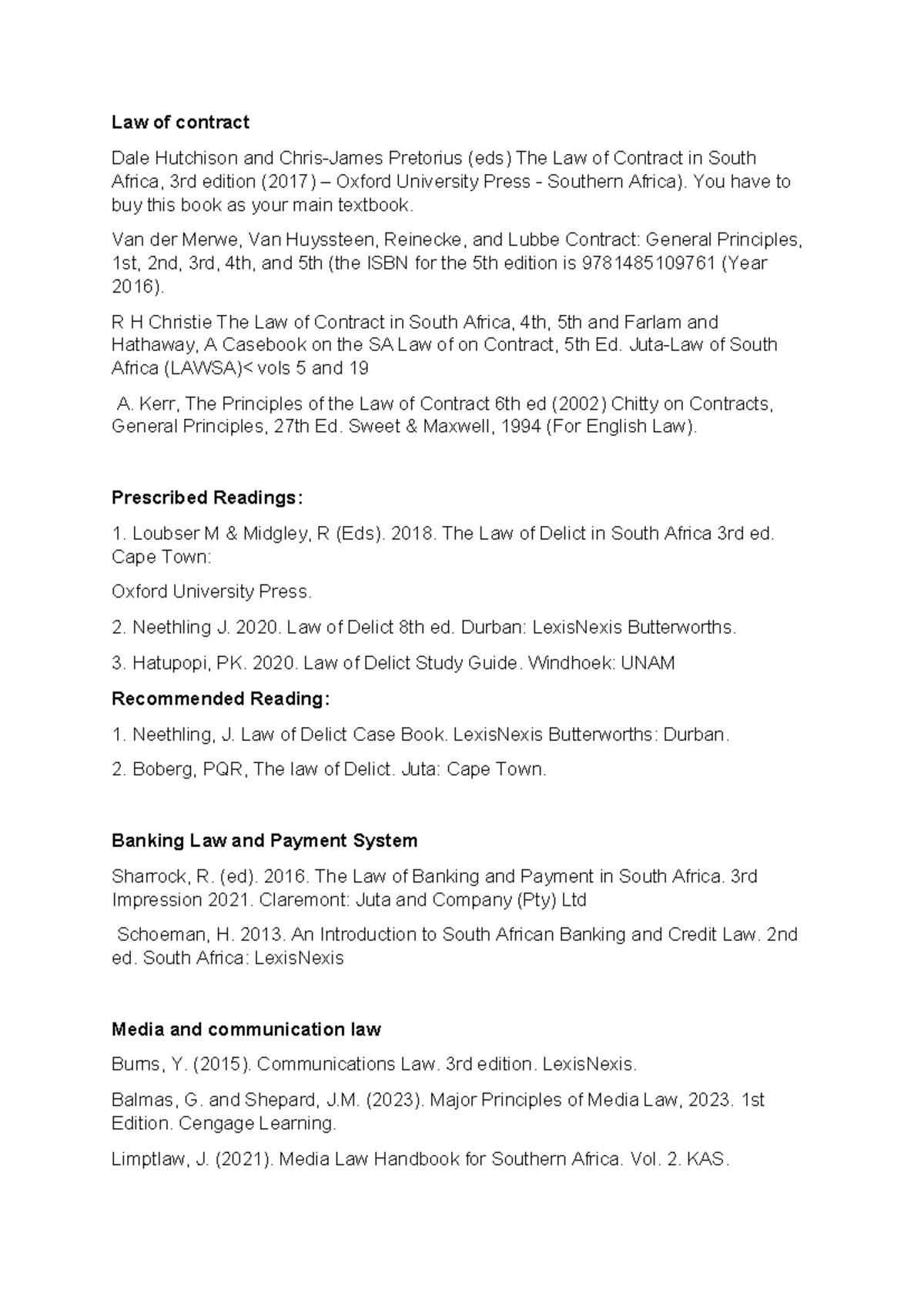 Second year law text book - Law of contract Dale Hutchison and Chris ...