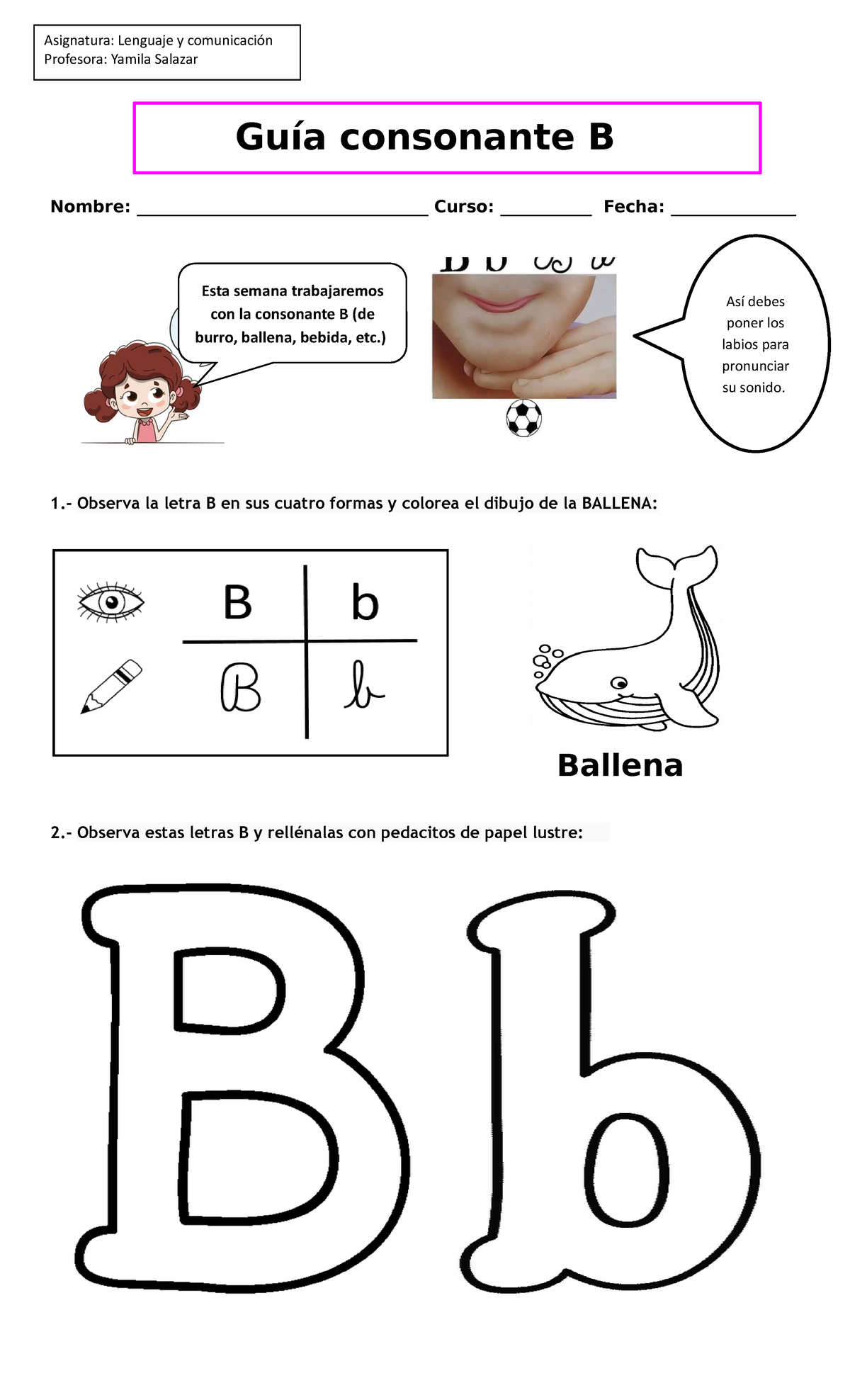 Guía de Lectura Consonante B - Actividades para Niños - Studocu