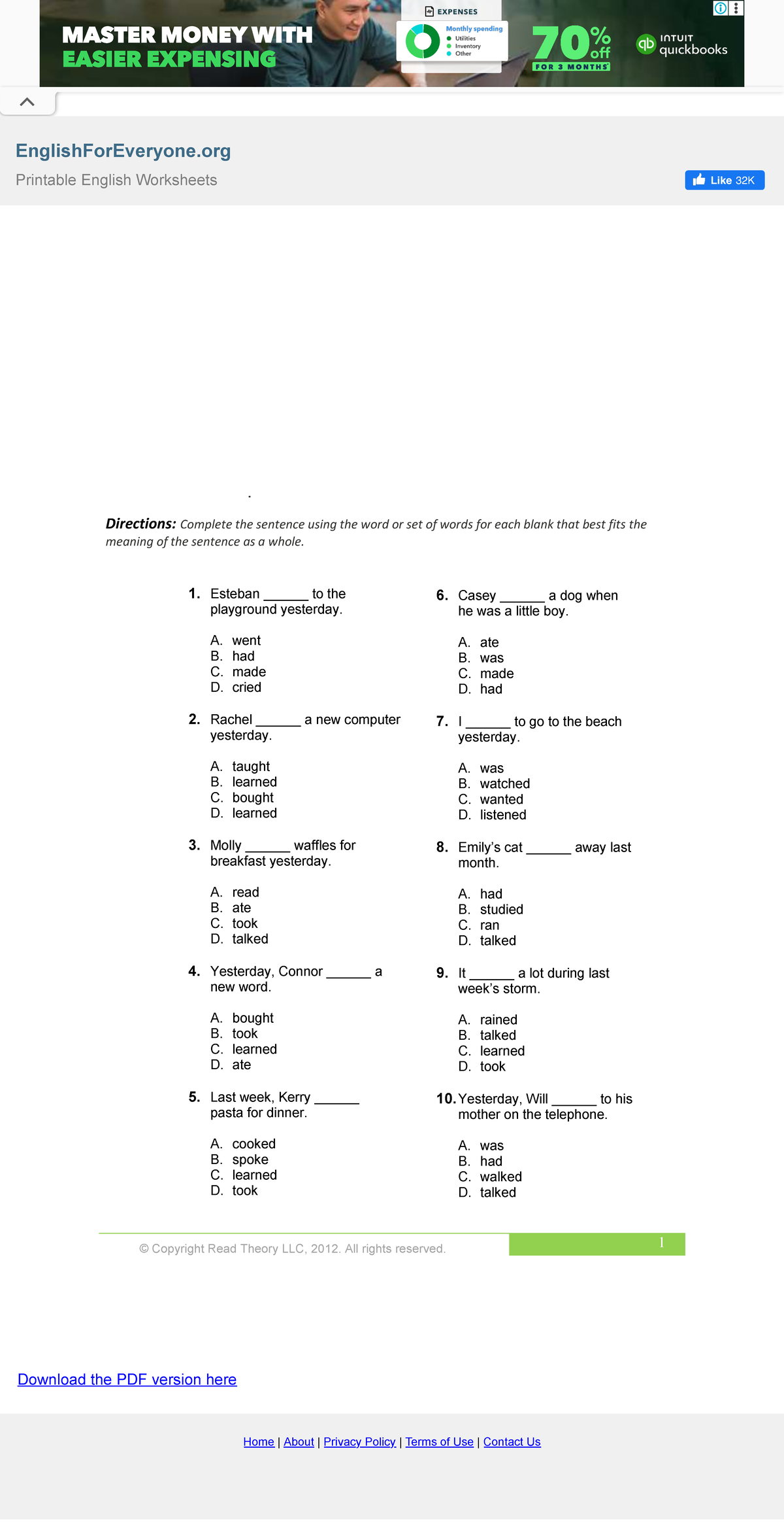 Sentence Completion 3 - Study Notes for English Worksheets - Studocu