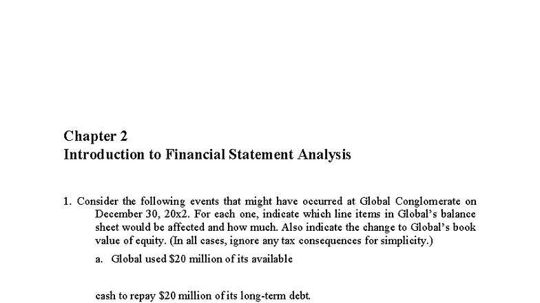Chapter 2: Financial Statement Analysis Problems - 097 - Studocu