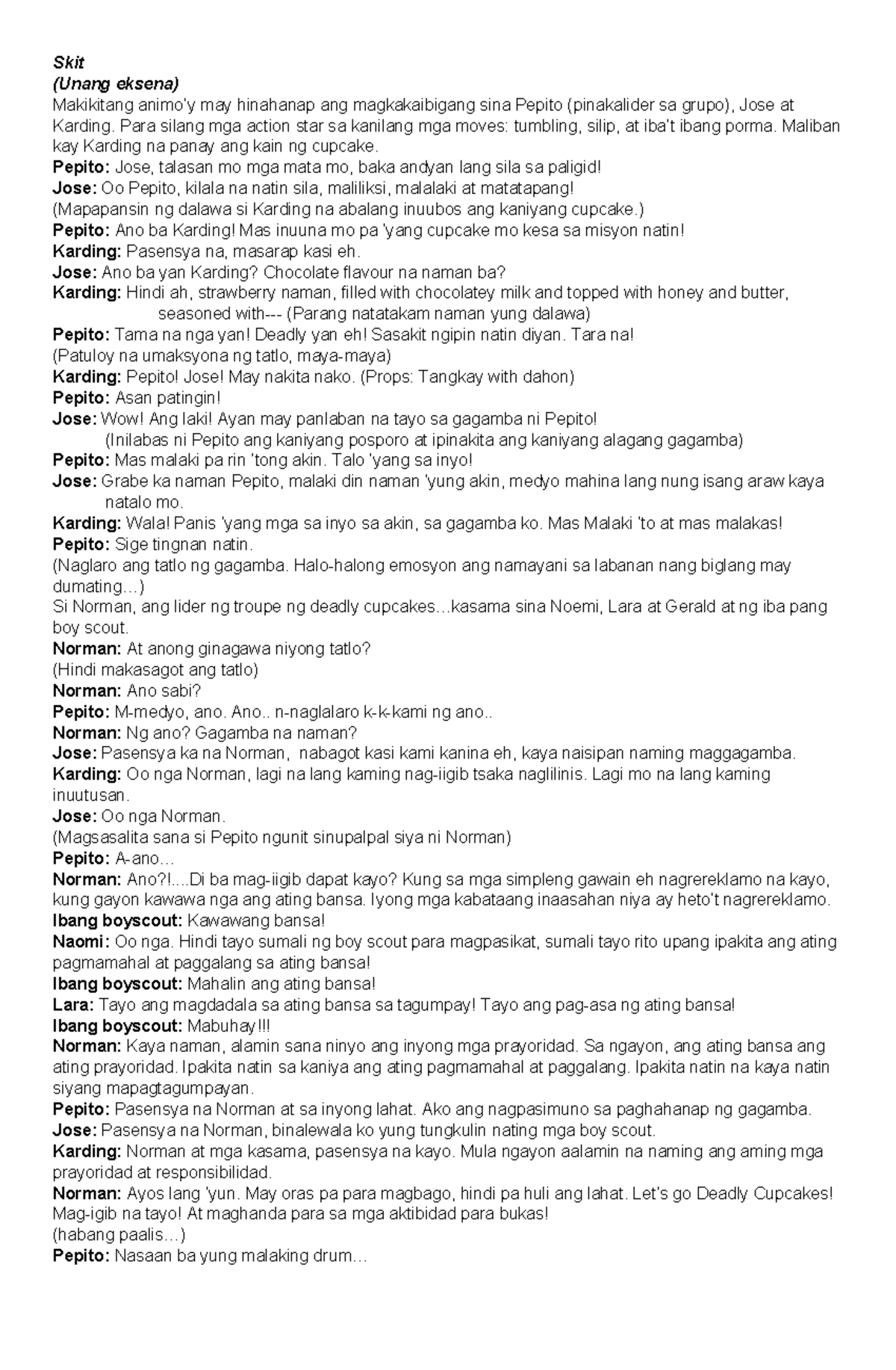 Skit: Unang Eksena ng Boy Scout (BBA 3E1) - Studocu