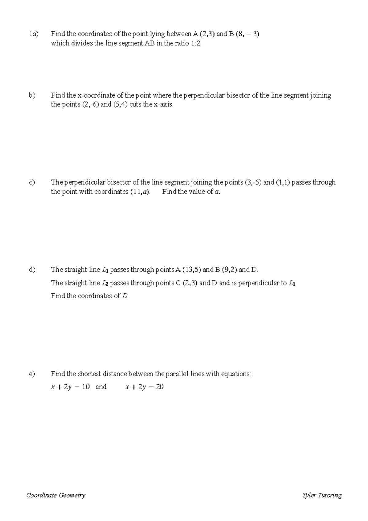 Coordinate Geometry Study Guide: Key Concepts & Problems - Studocu