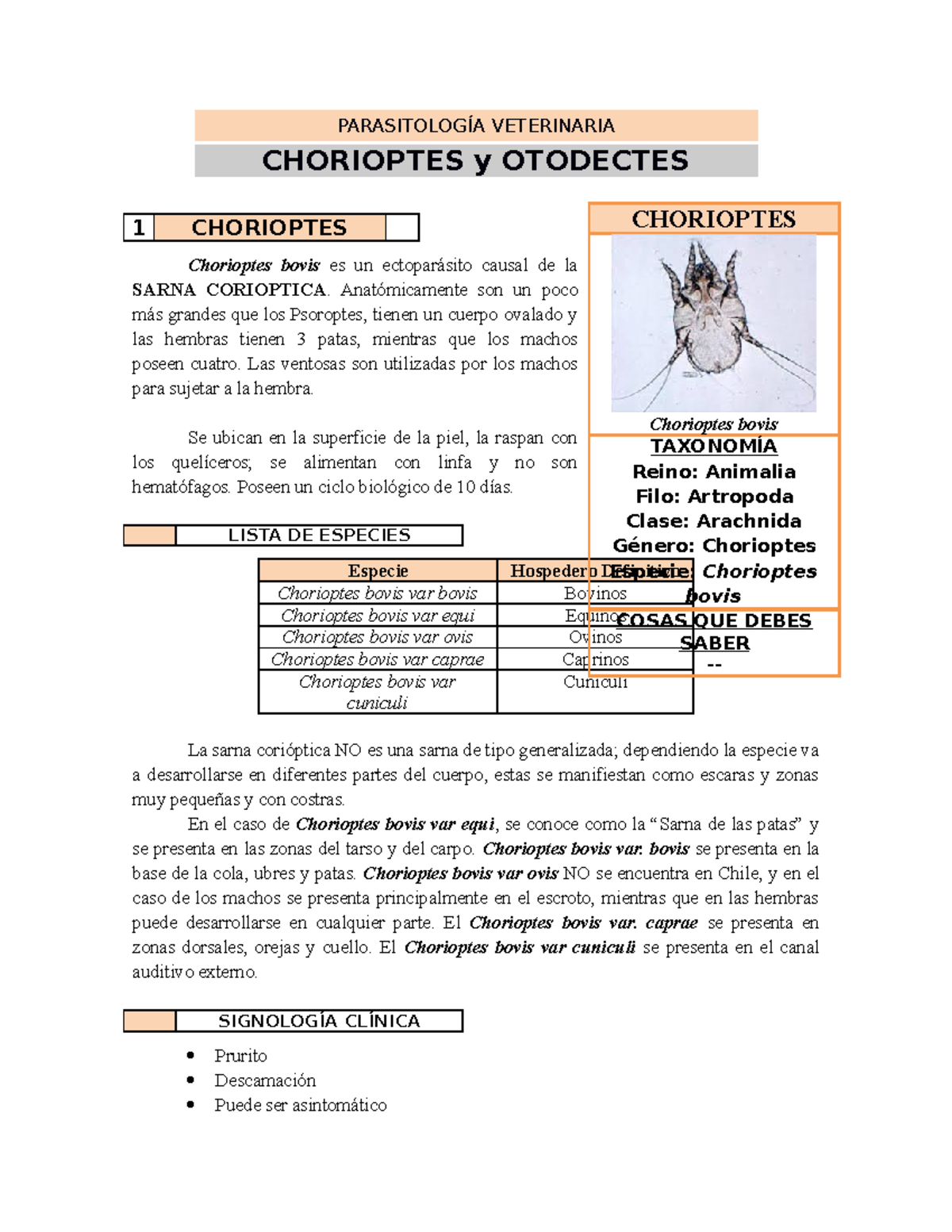 Estudio sobre Chorioptes y Otodectes: Ectoparásitos en Veterinaria ...