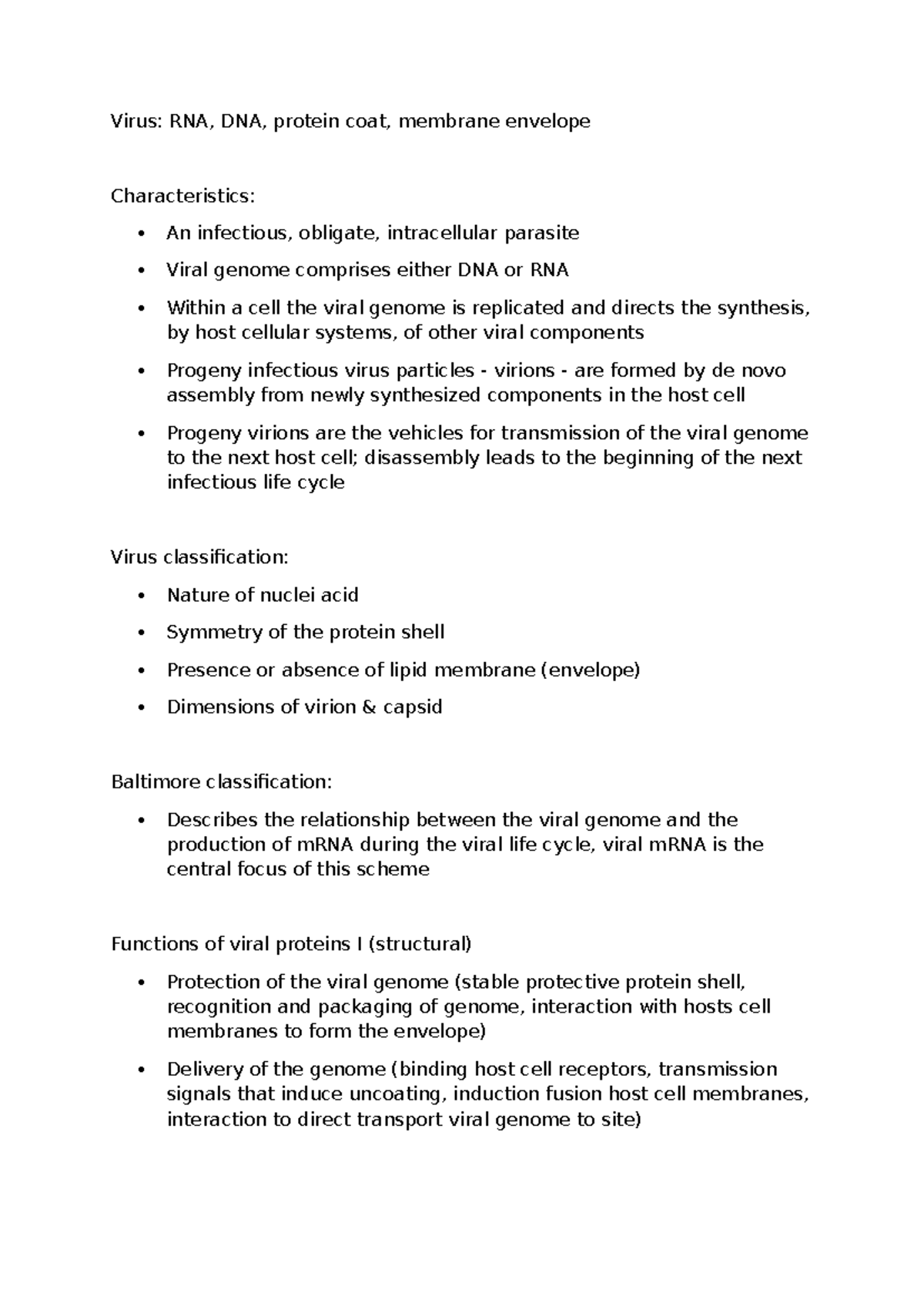 Virology Lecture Notes: Virus Structure, Function & Replication ...