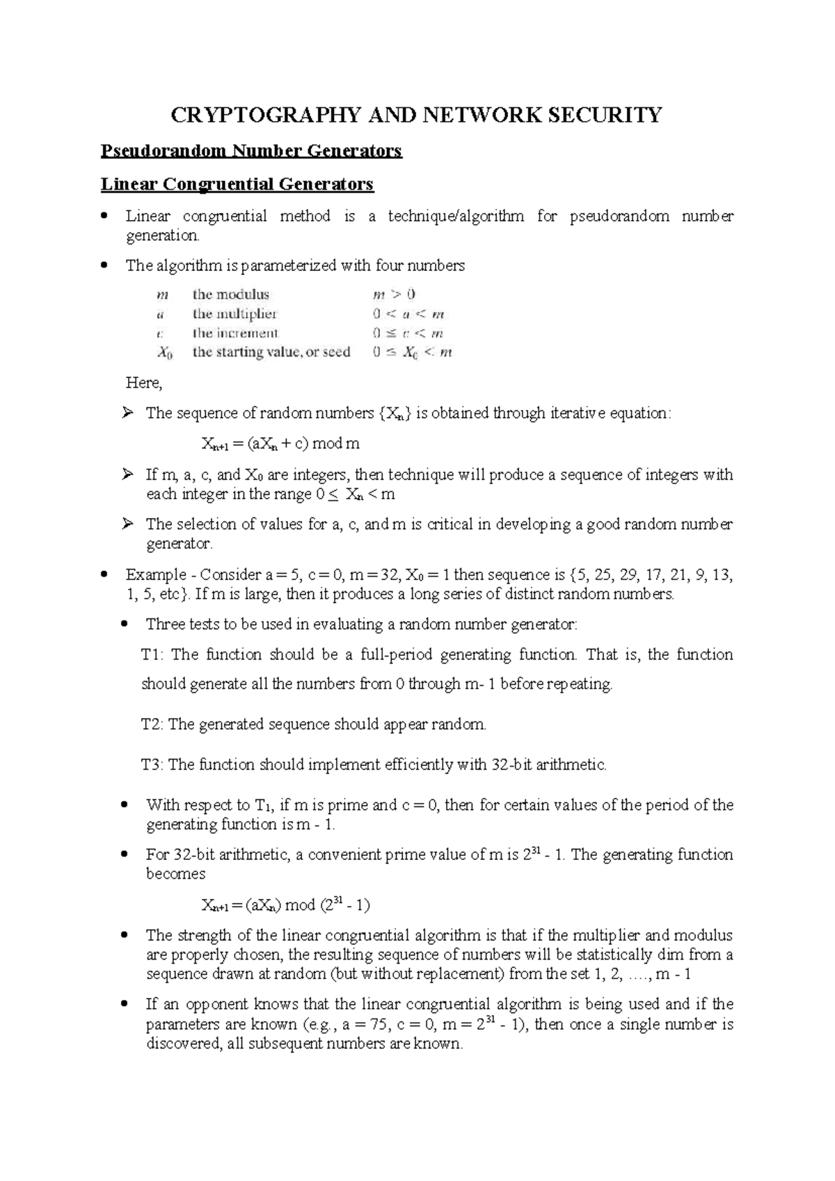 Cryptography and Network Security: Pseudorandom Number Generators ...