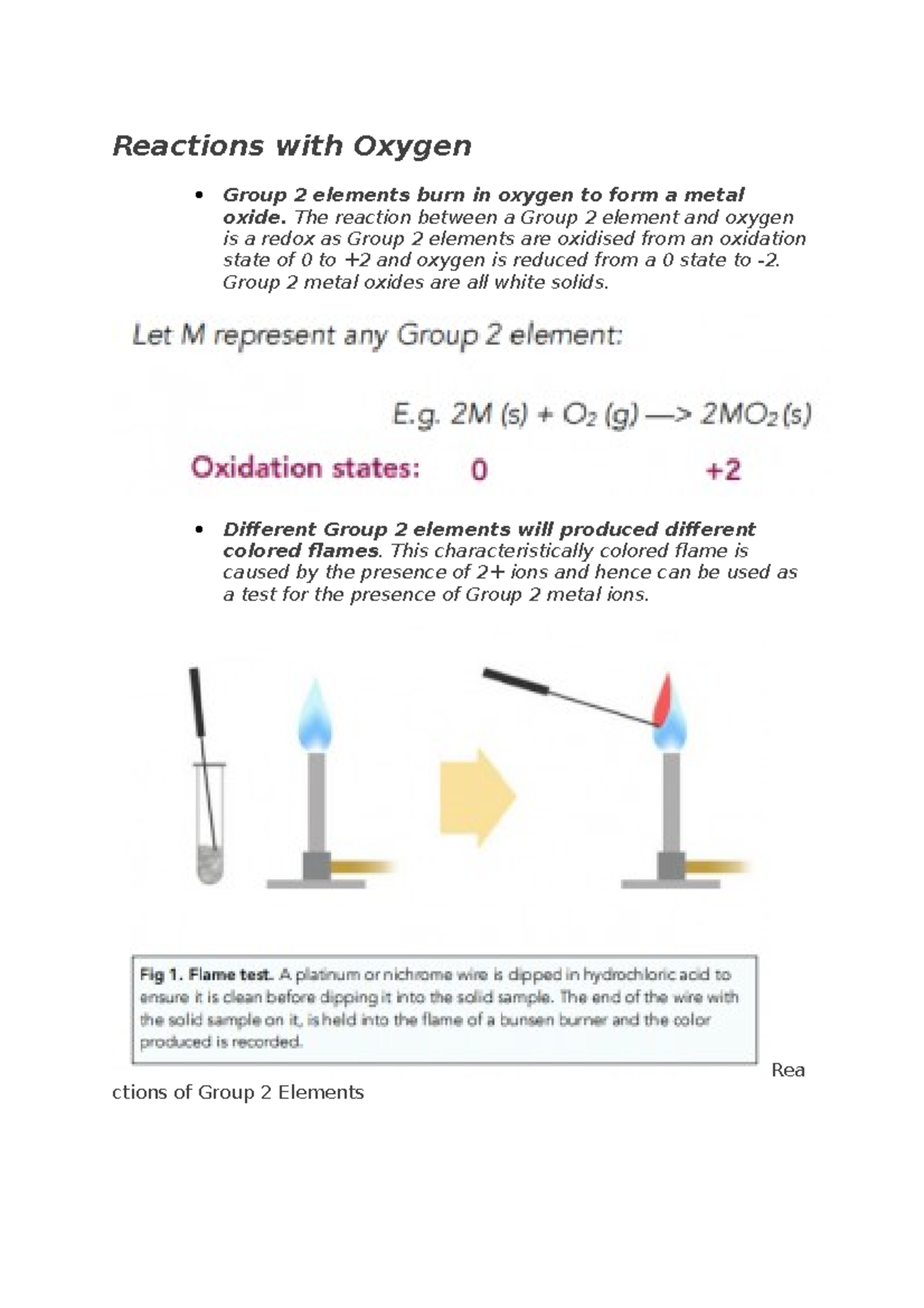 Group 2 Reactions - Class Notes on Metal Oxides and Water - Studocu