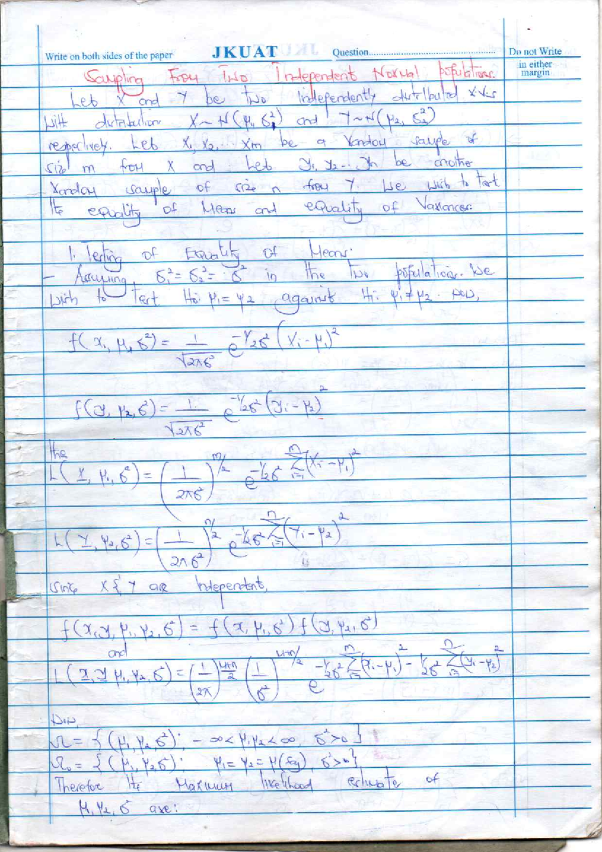 Statistical Analysis of Means and Variances: JKUAT Coursework - Studocu