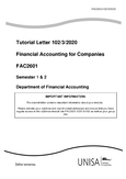 FAC2601 - Unisa - Financial Accounting for Companies - Studocu