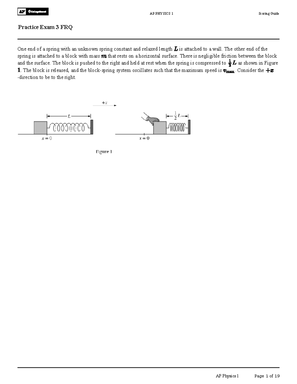 AP PHYSICS 1 Practice Exam 3 FRQ Scoring Guide - Studocu