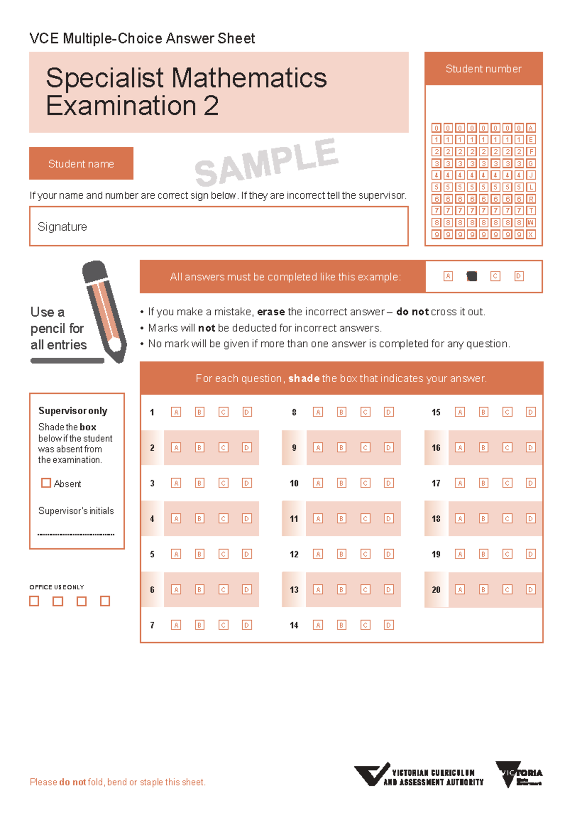 SM 34 Final Exam Answer Sheet for Specialist Mathematics - Studocu
