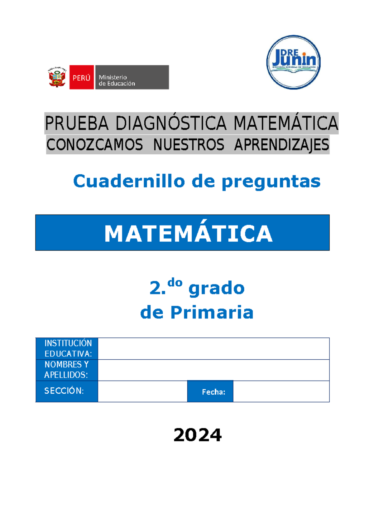 2do. Prueba Diagnóstica Matemática - MATEMÁTICA PRUEBA DIAGNÓSTICA ...