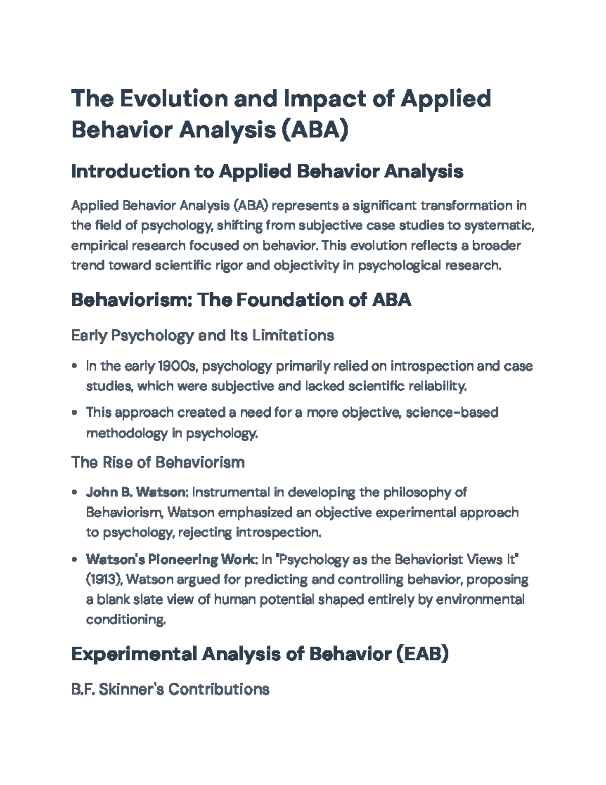 Exploring the Evolution and Impact of ABA in Psychology - The Evolution ...