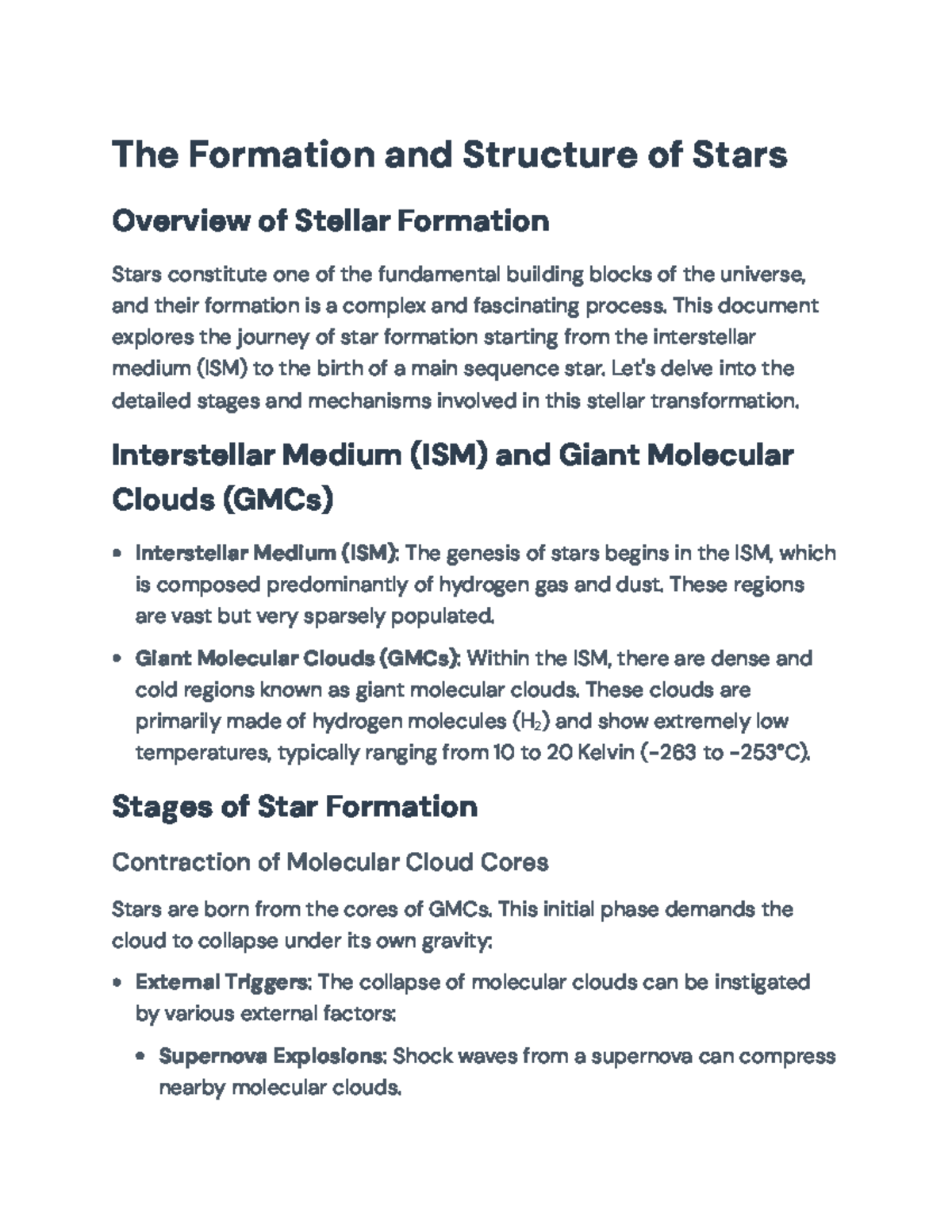 The Formation and Structure of Stars: A Comprehensive Overview - The ...